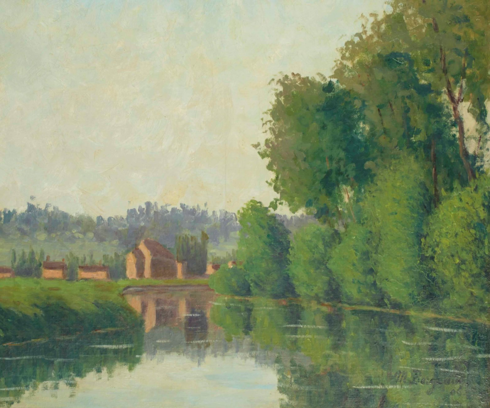 MARIUS BORGEAUD (1861-1924) , Bords du Morin, soleil levant, 1906 ...