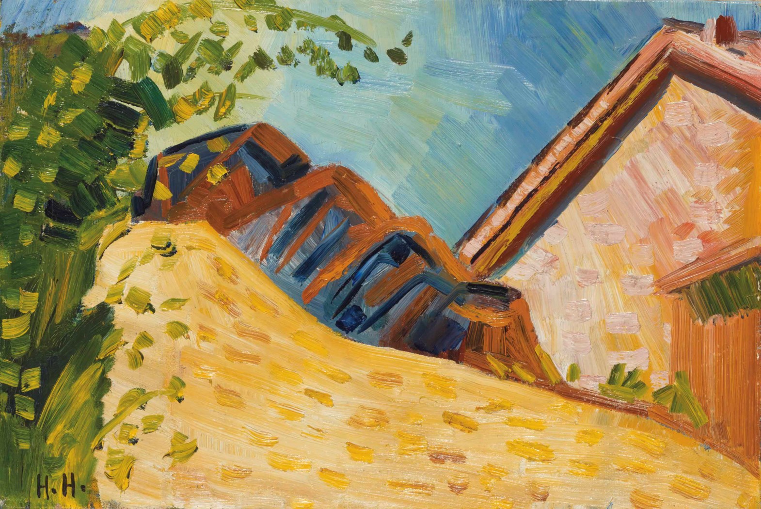 HERMANN HUBER (1888-1967) , Hütten in der Sonne | Christie's