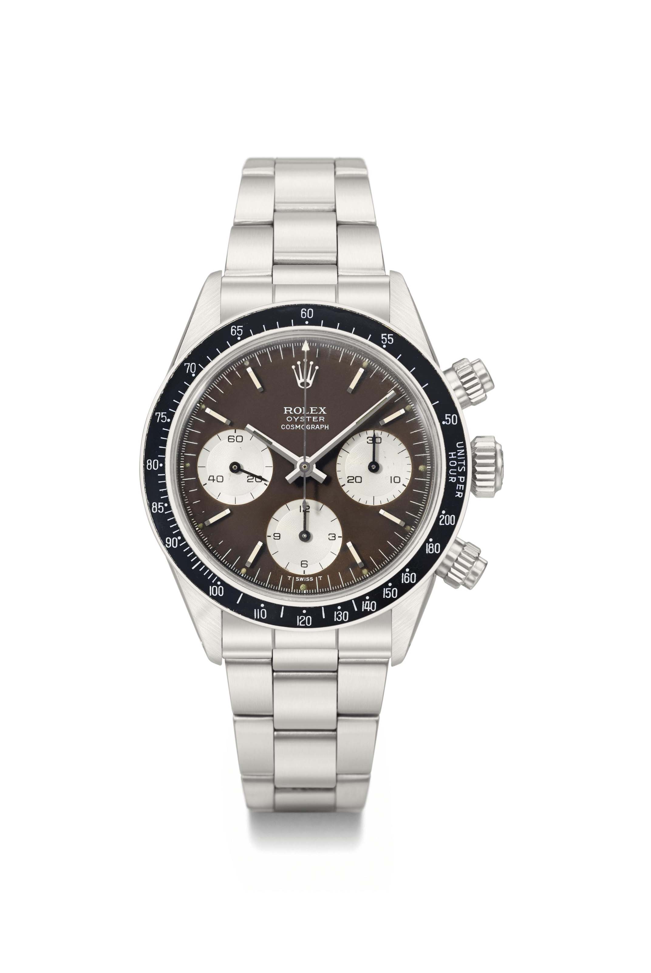 Rolex. A very rare and highly attractive stainless steel chronograph ...