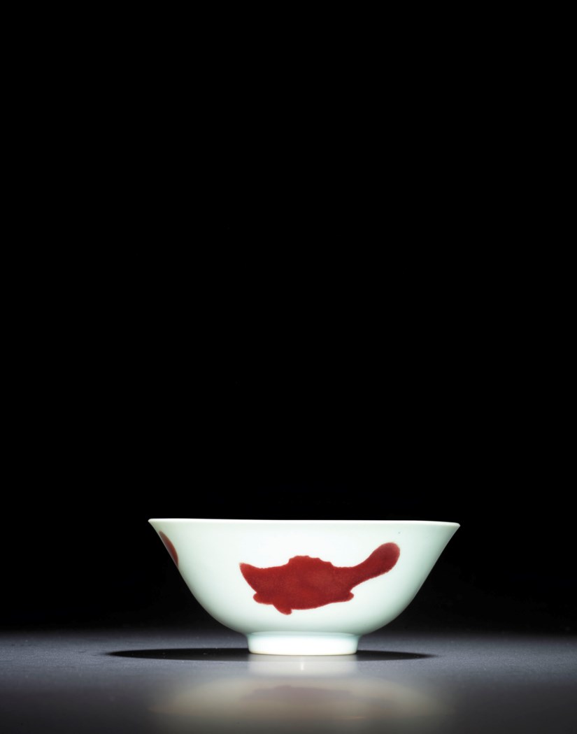A FINE MING-STYLE COPPER-RED DECORATED 'THREE FISH' BOWL , YONGZHENG ...