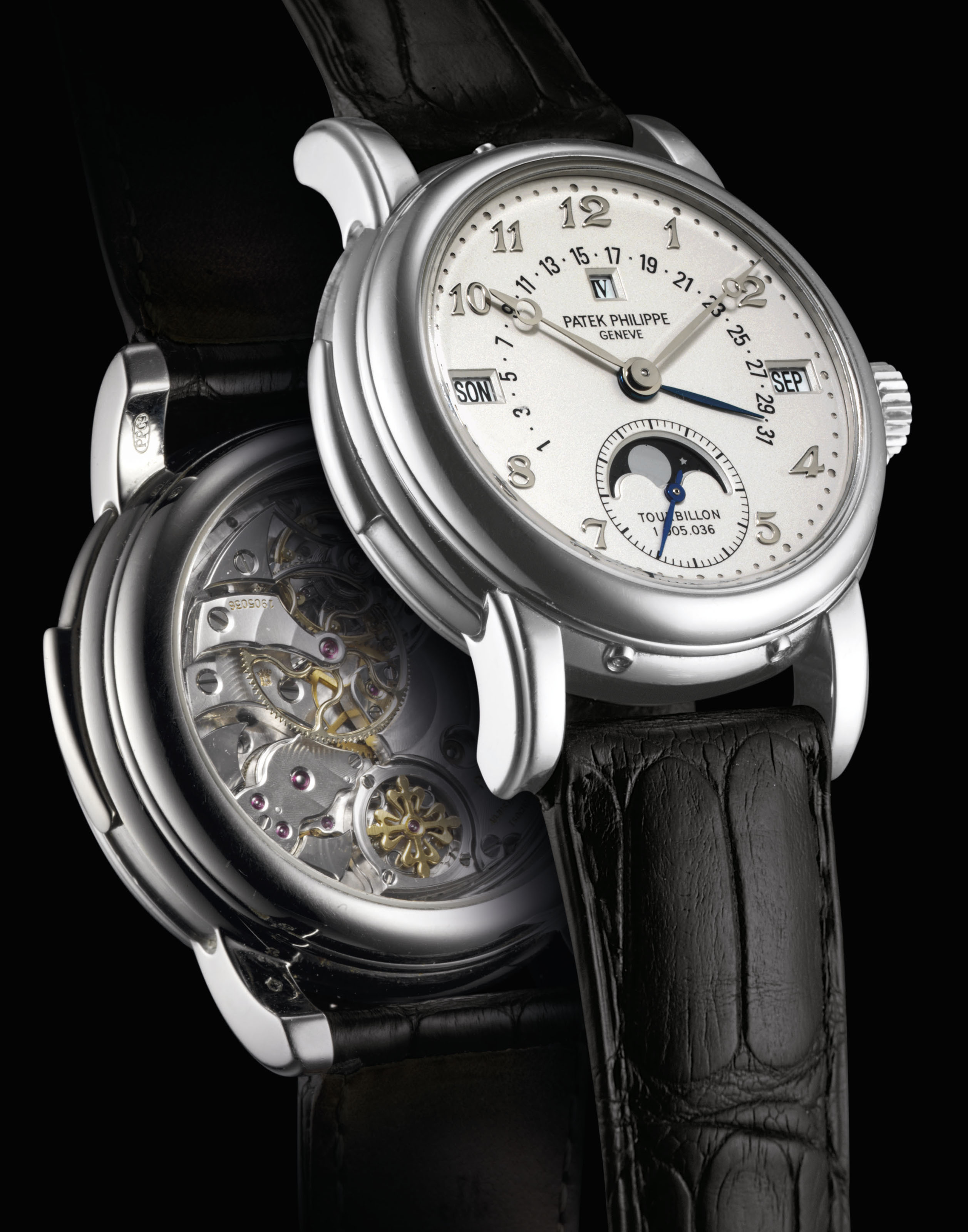 PATEK PHILIPPE. AN EXTREMELY RARE AND HIGHLY IMPORTANT PLATINUM MINUTE ...