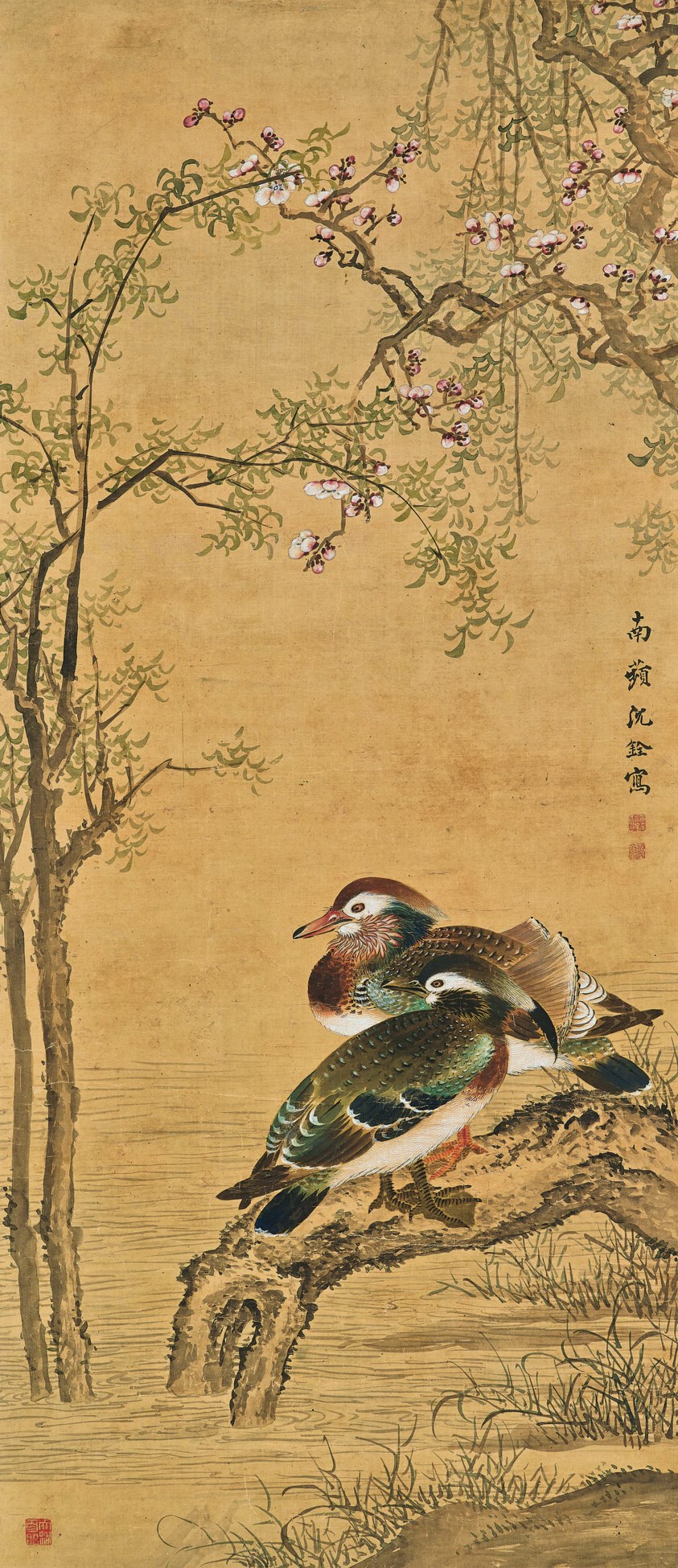 SHEN QUAN (1682-1762) , Plum Blossom and Mandarin Ducks | Christie's
