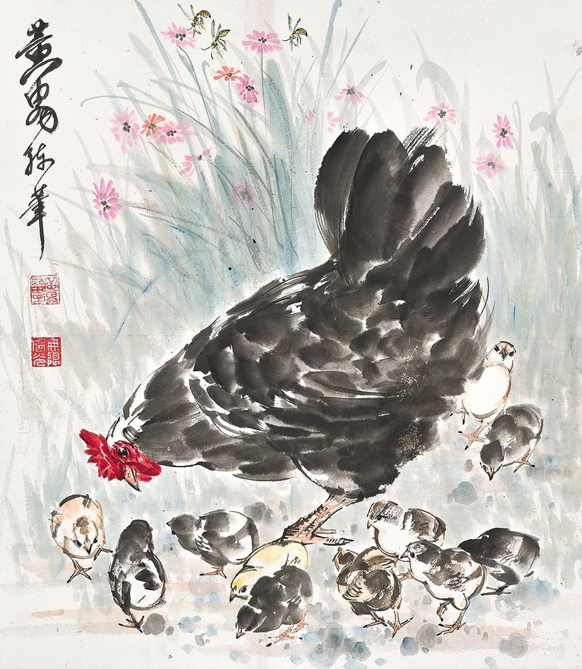 HUANG ZHOU (1925-1997) , Hen and Chicks | Christie's