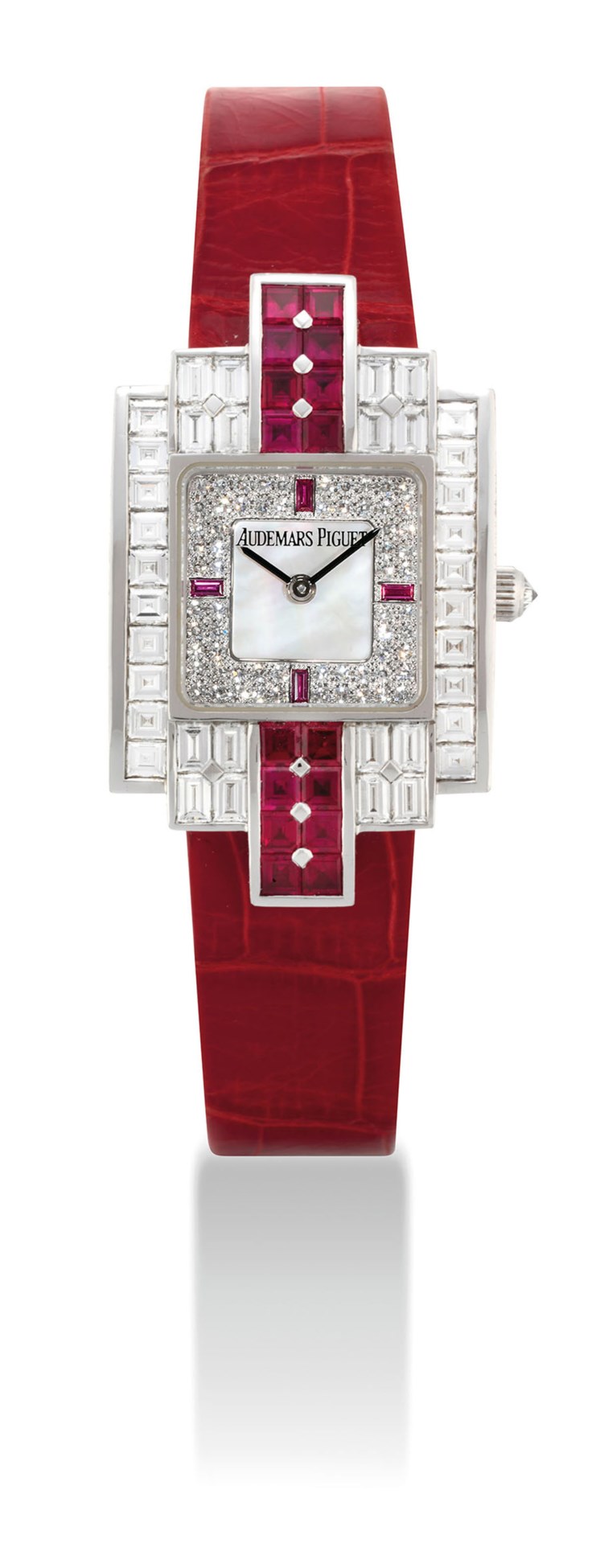 AUDEMARS PIGUET. A LADY'S FINE AND RARE 18K WHITE GOLD, DIAMOND AND ...