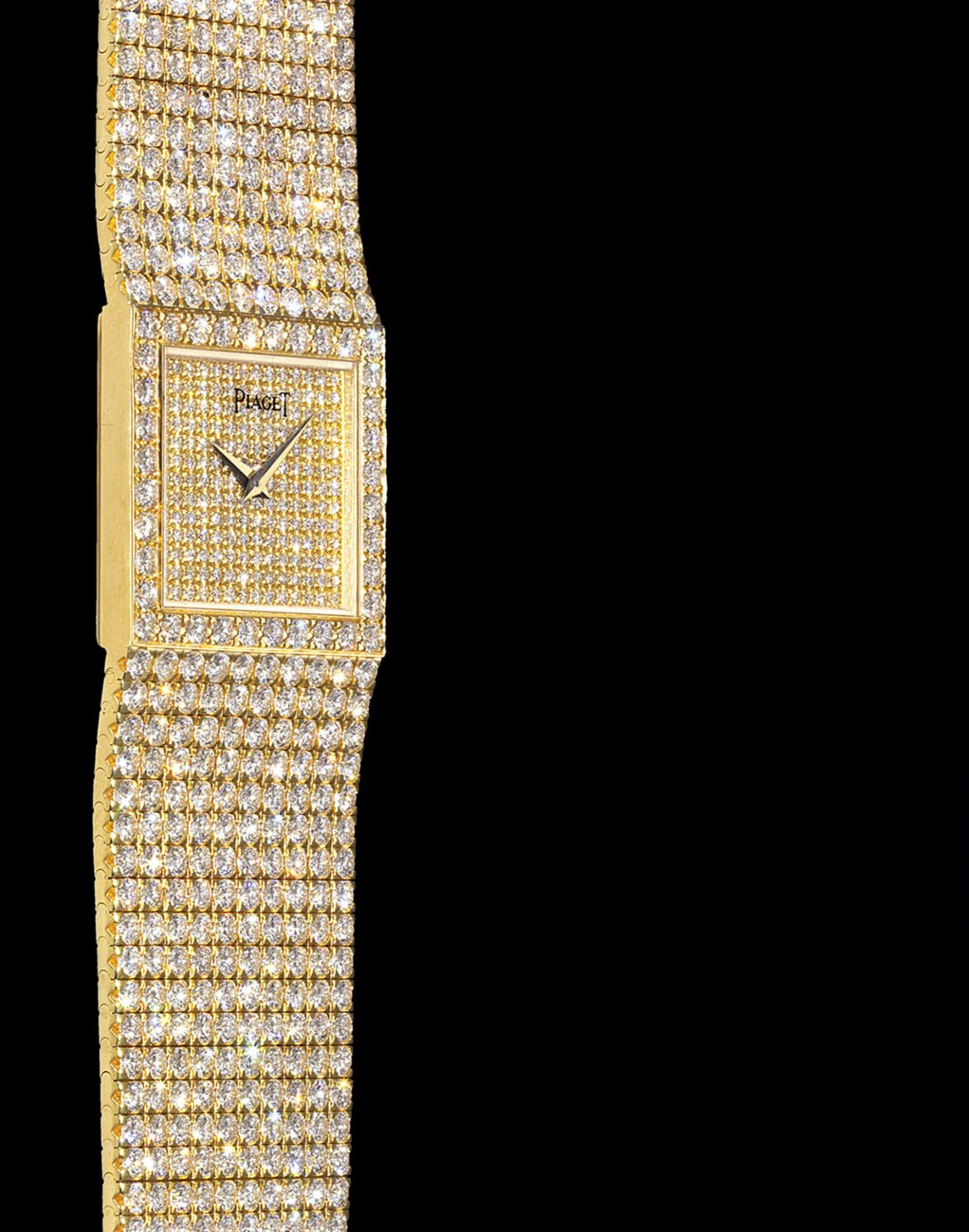 PIAGET. A FINE 18K GOLD AND DIAMOND-SET SQUARE BRACELET WATCH