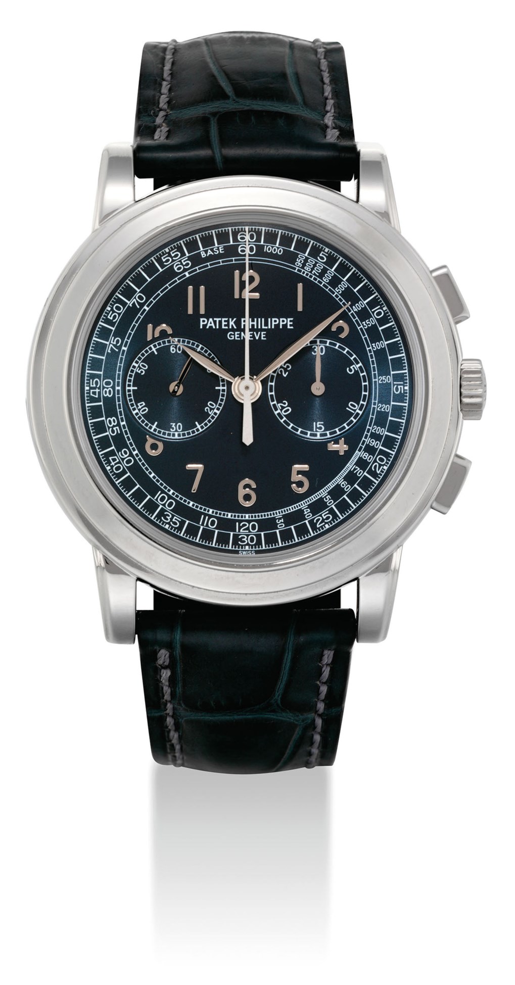 PATEK PHILIPPE. A FINE AND RARE PLATINUM CHRONOGRAPH WRISTWATCH WITH ...