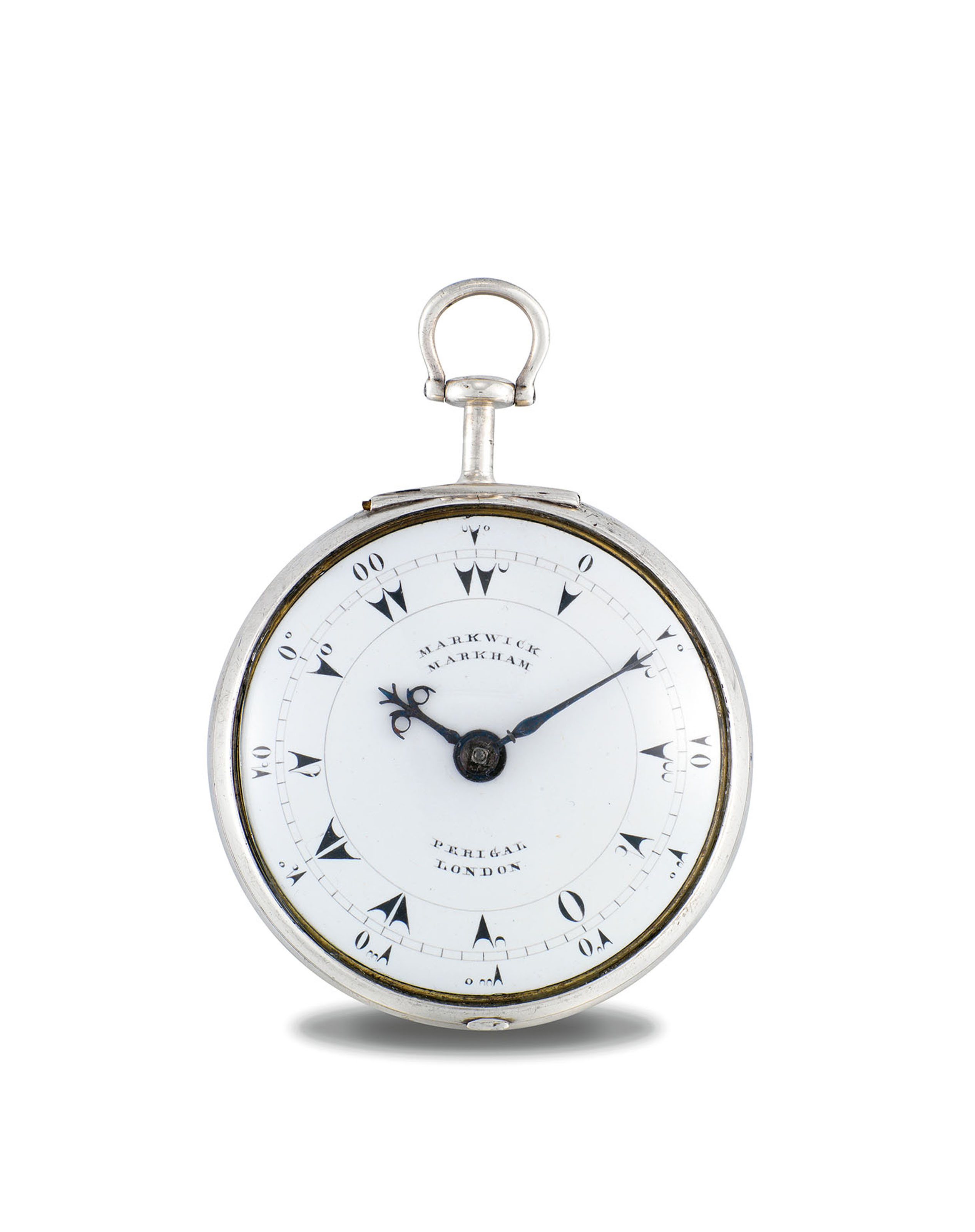 MARKWICK MARKHAM. A RARE AND LARGE SILVER PAIR CASE KEYWOUND VERGE ...