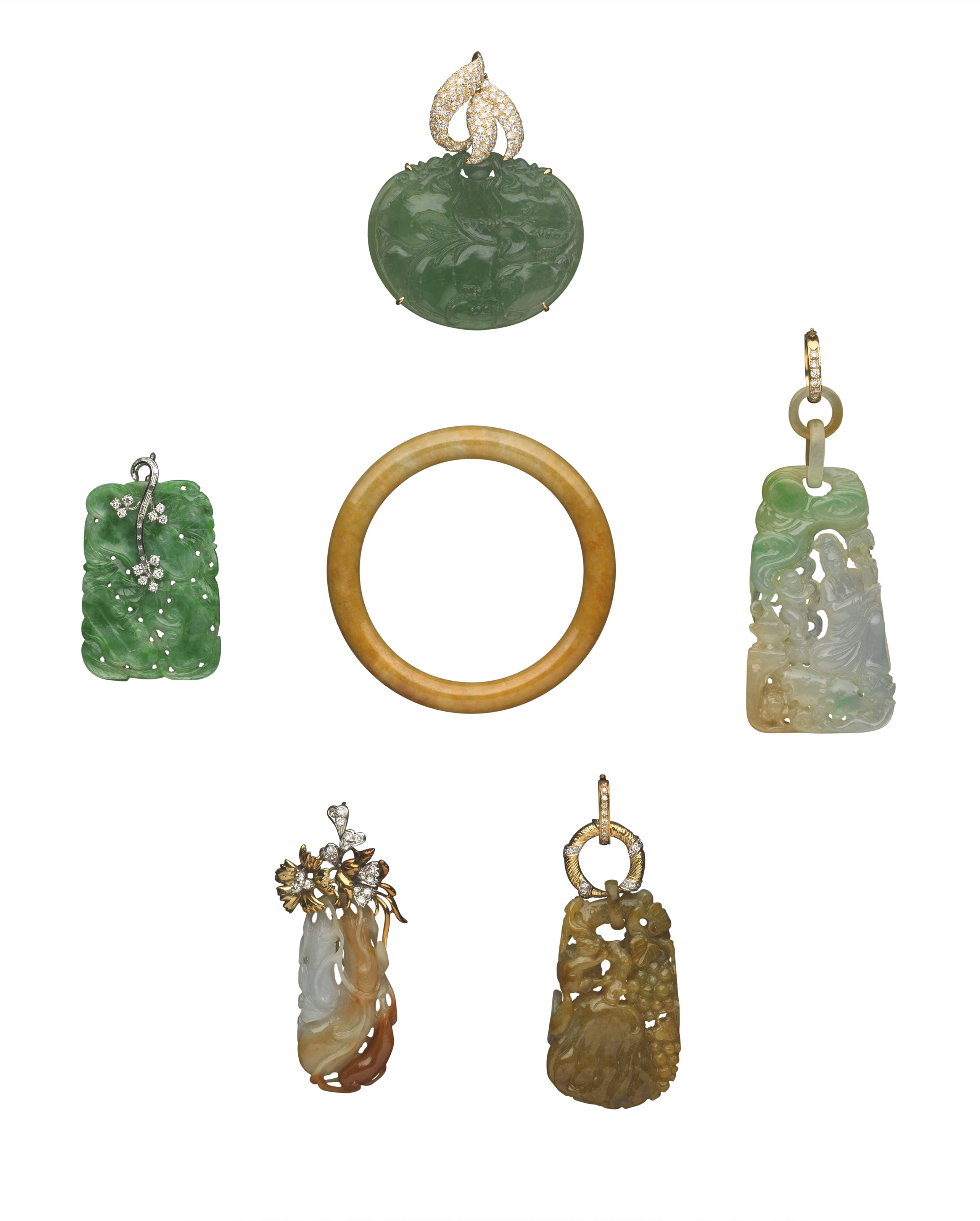 A GROUP OF JADEITE AND DIAMOND JEWELLERY, | Christie’s