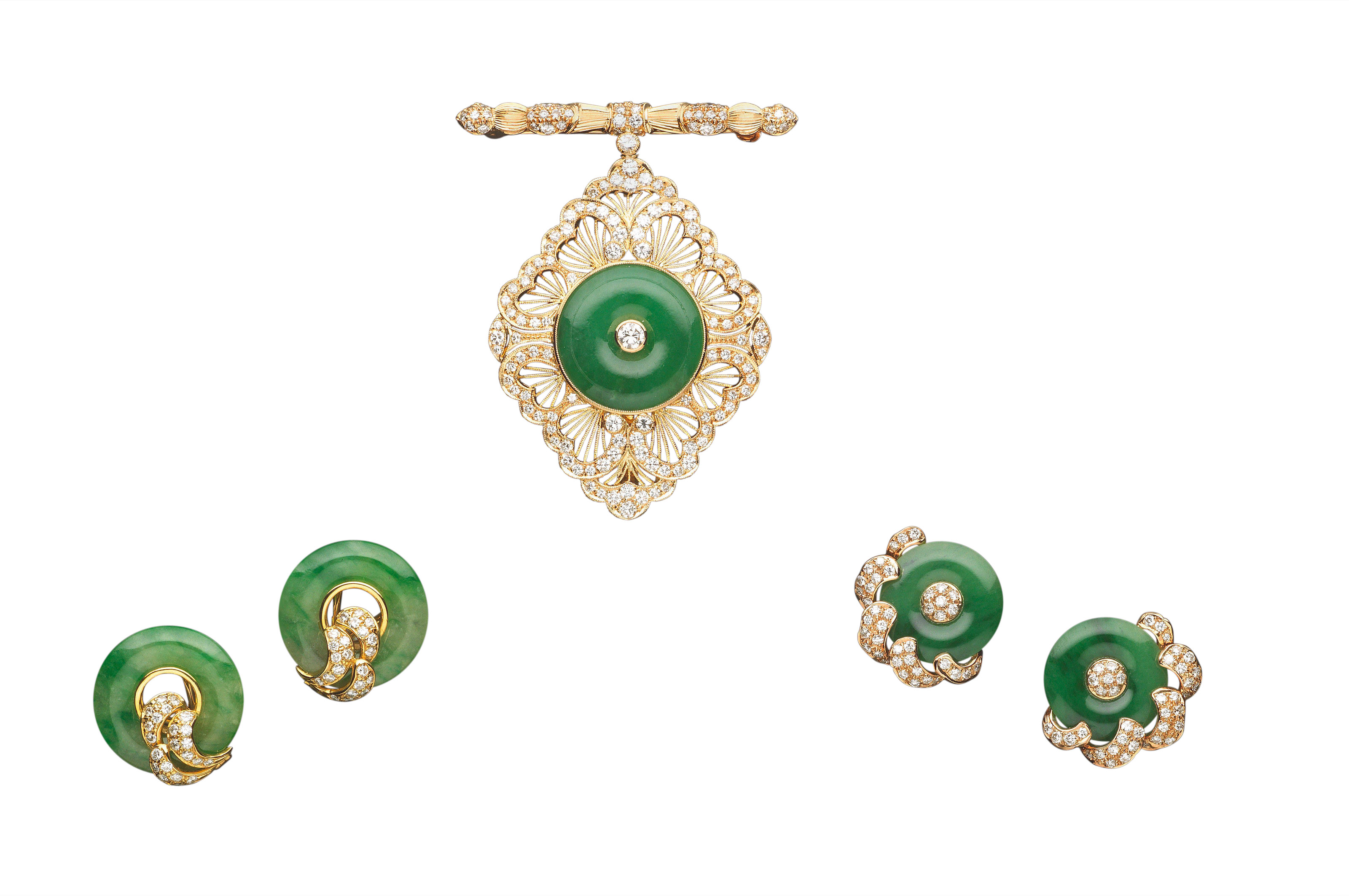 A GROUP OF JADEITE AND DIAMOND JEWELLERY, | Christie’s