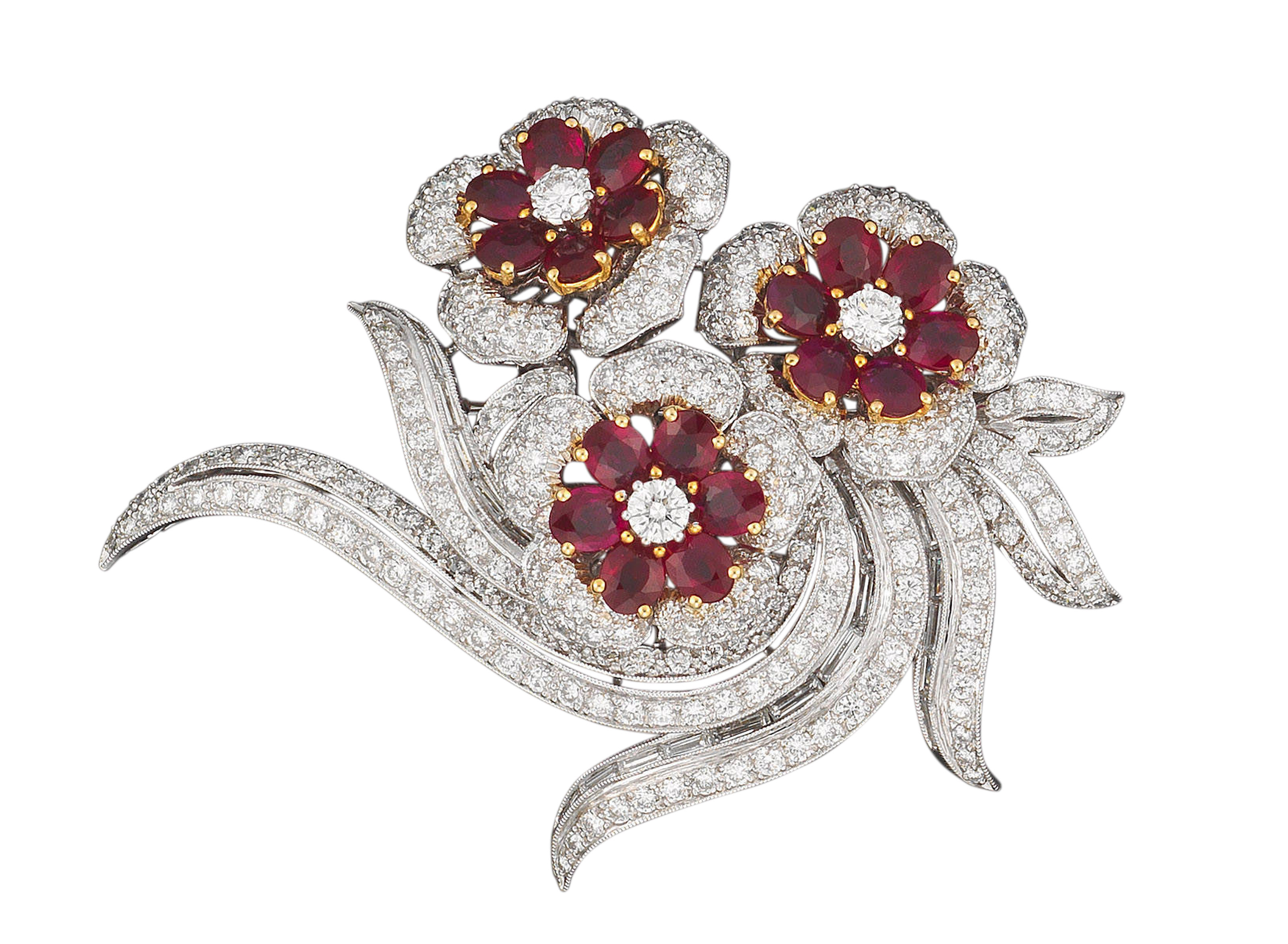 A RUBY AND DIAMOND BROOCH, | Christie’s
