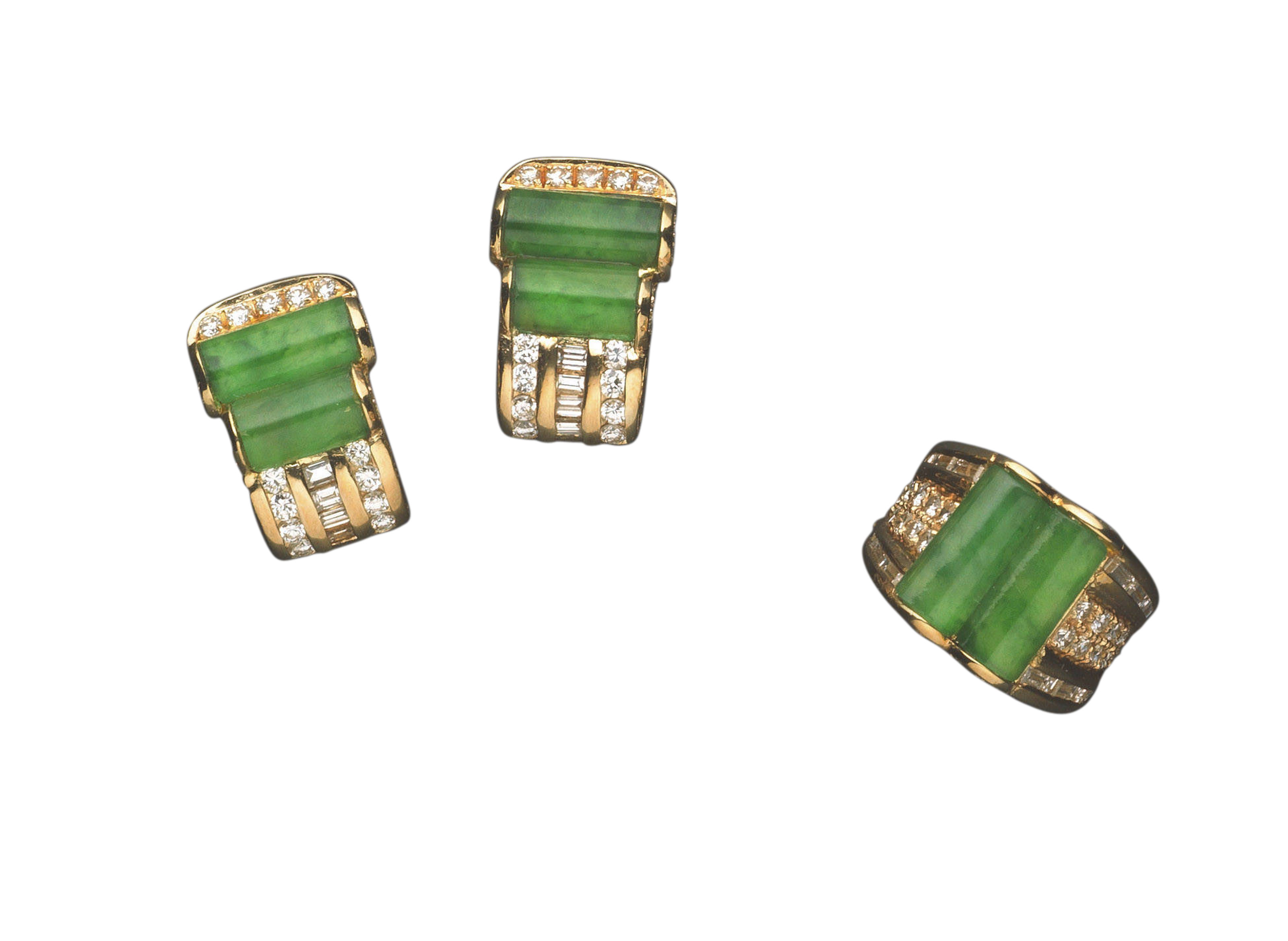 A SET OF JADEITE AND DIAMOND JEWELLERY, | Christie’s