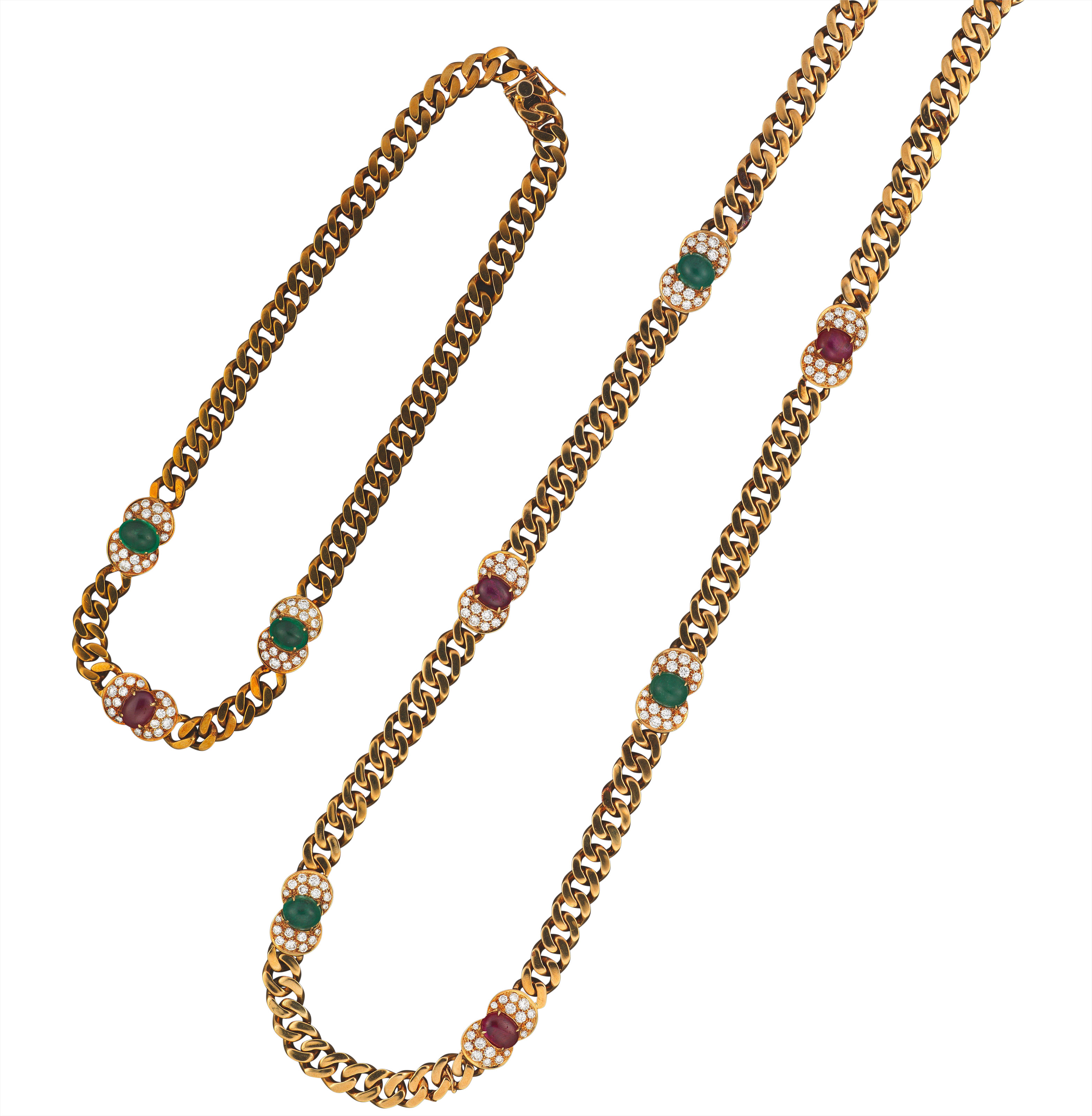 TWO RUBY, EMERALD AND DIAMOND NECKLACES, | Christie’s