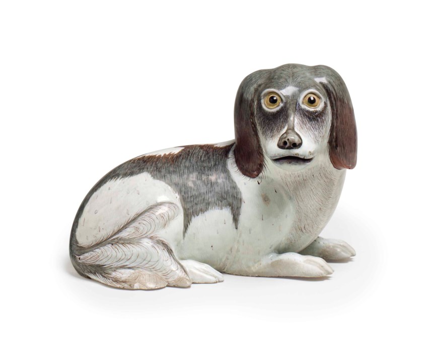 AN UNUSUAL CHINESE EXPORT BLACK AND WHITE SPANIEL , QIANLONG PERIOD ...