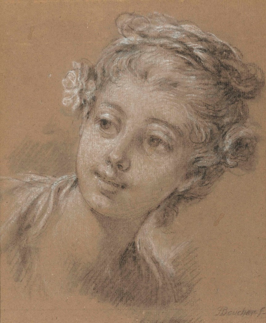 François Boucher (Paris 1703-1770) , Head of a young girl | Christie's