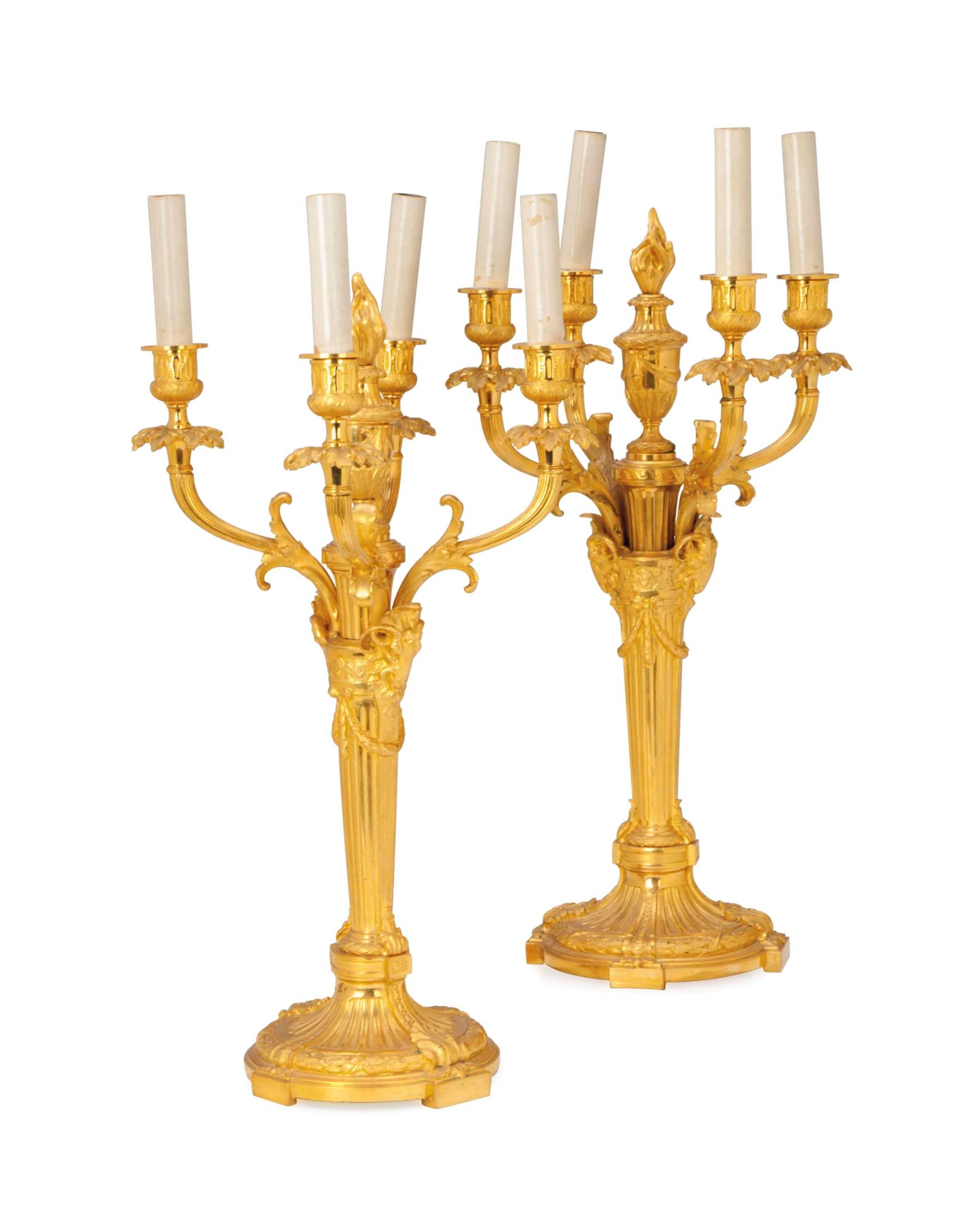 A PAIR OF FRENCH GILT-BRONZE FOUR-BRANCH CANDELABRA, , 20TH CENTURY ...
