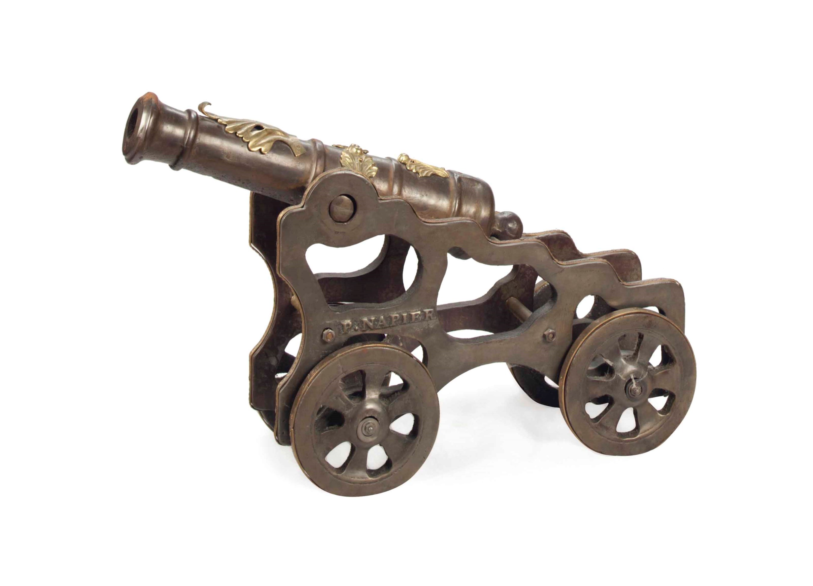 A BRASS-MOUNTED CAST-IRON SIGNAL CANNON, , PROBABLY 19TH CENTURY ...