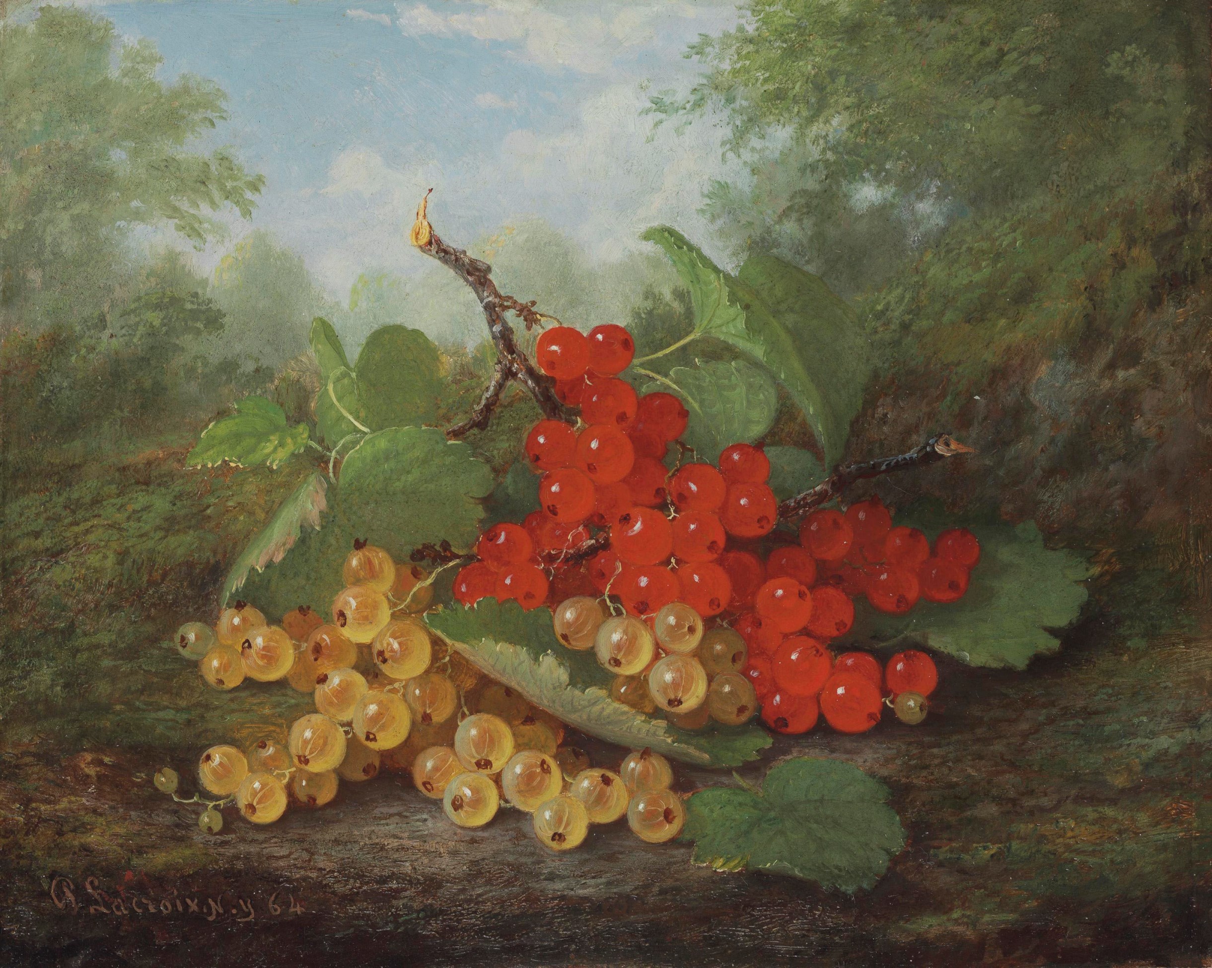 Paul LaCroix (1827-1869) , Still Life with Red and White Currants ...