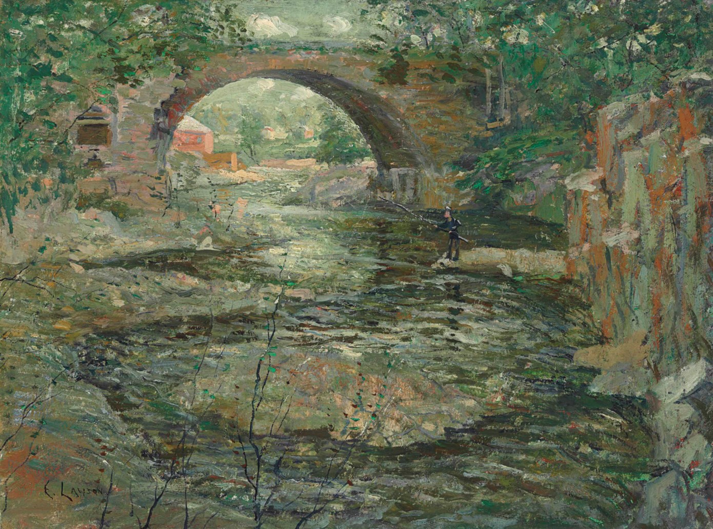 Ernest Lawson (1873-1939) , Old Stone Bridge | Christie's