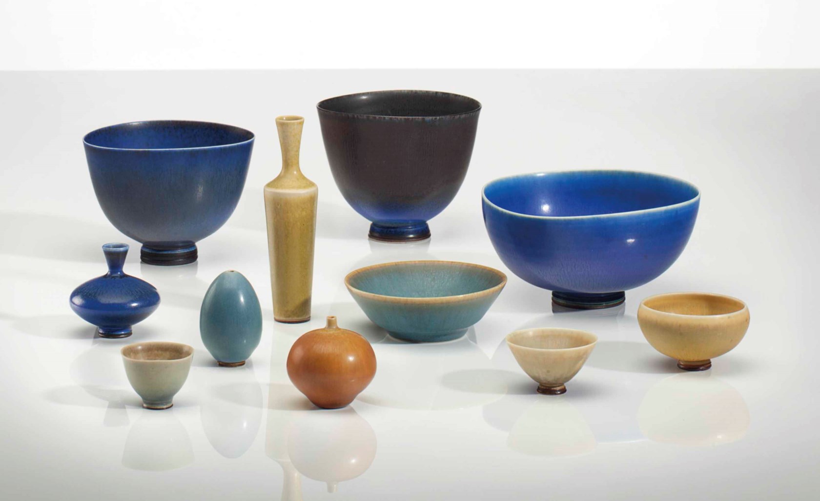 BERNDT FRIBERG (1899-1981) , A GROUP OF FOUR VASES AND SIX BOWLS, 1960S ...