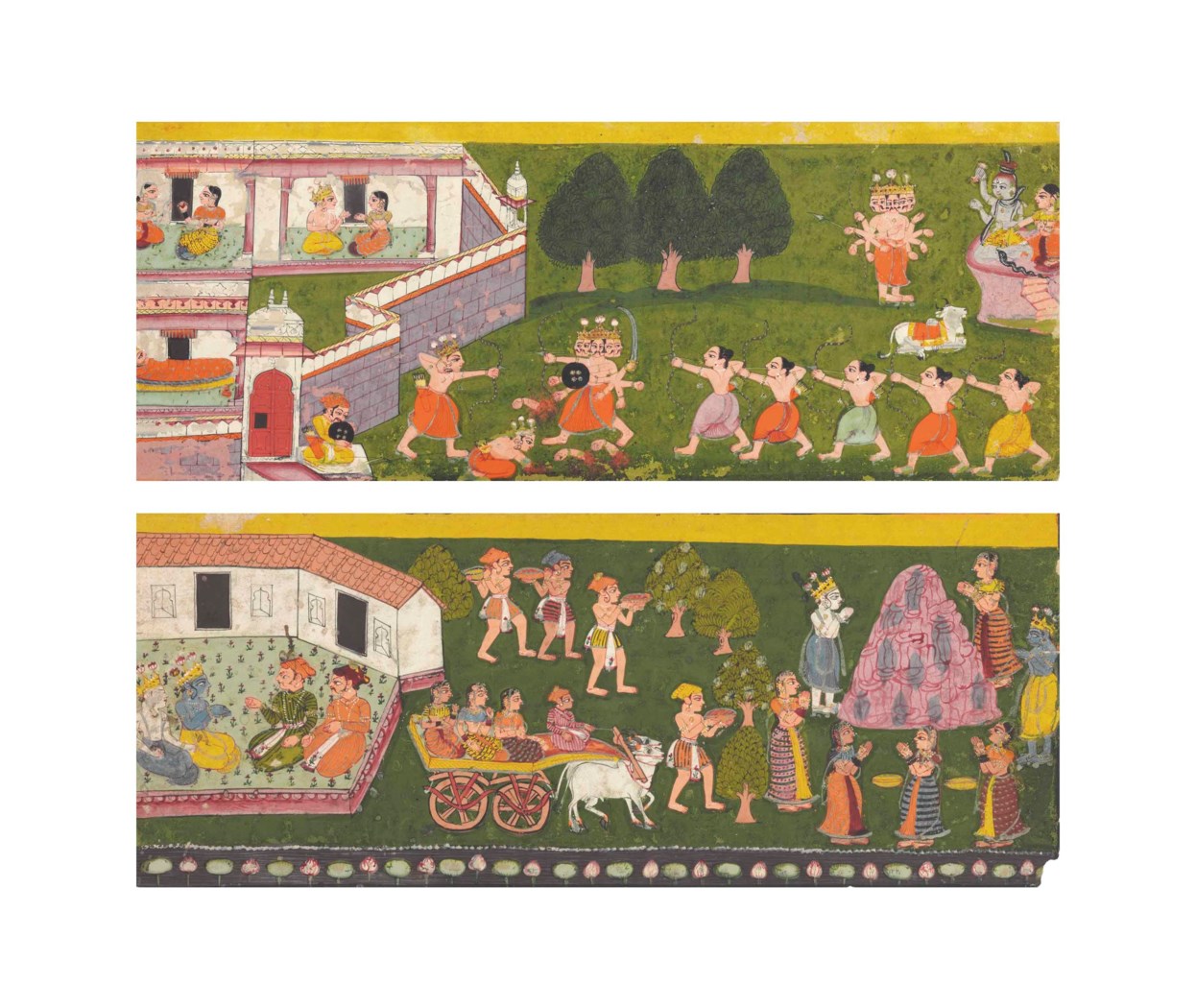 Two paintings from a Bhagavata Purana series , INDIA, KOTAH, MID-18TH ...