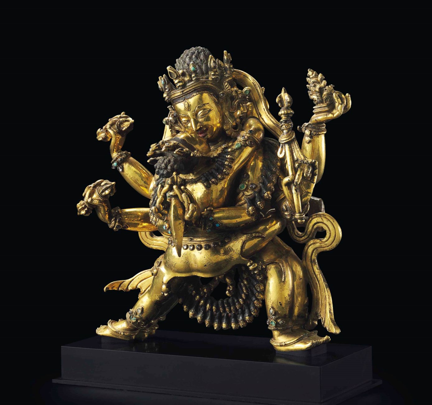 A gilt bronze figure of Vajrakila Heruka and Dipta Chakra , TIBET, 14TH ...