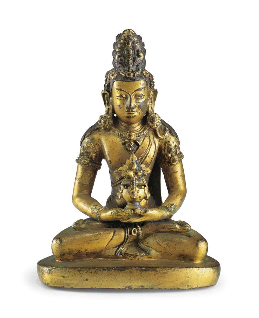 A gilt bronze figure of Amitayus