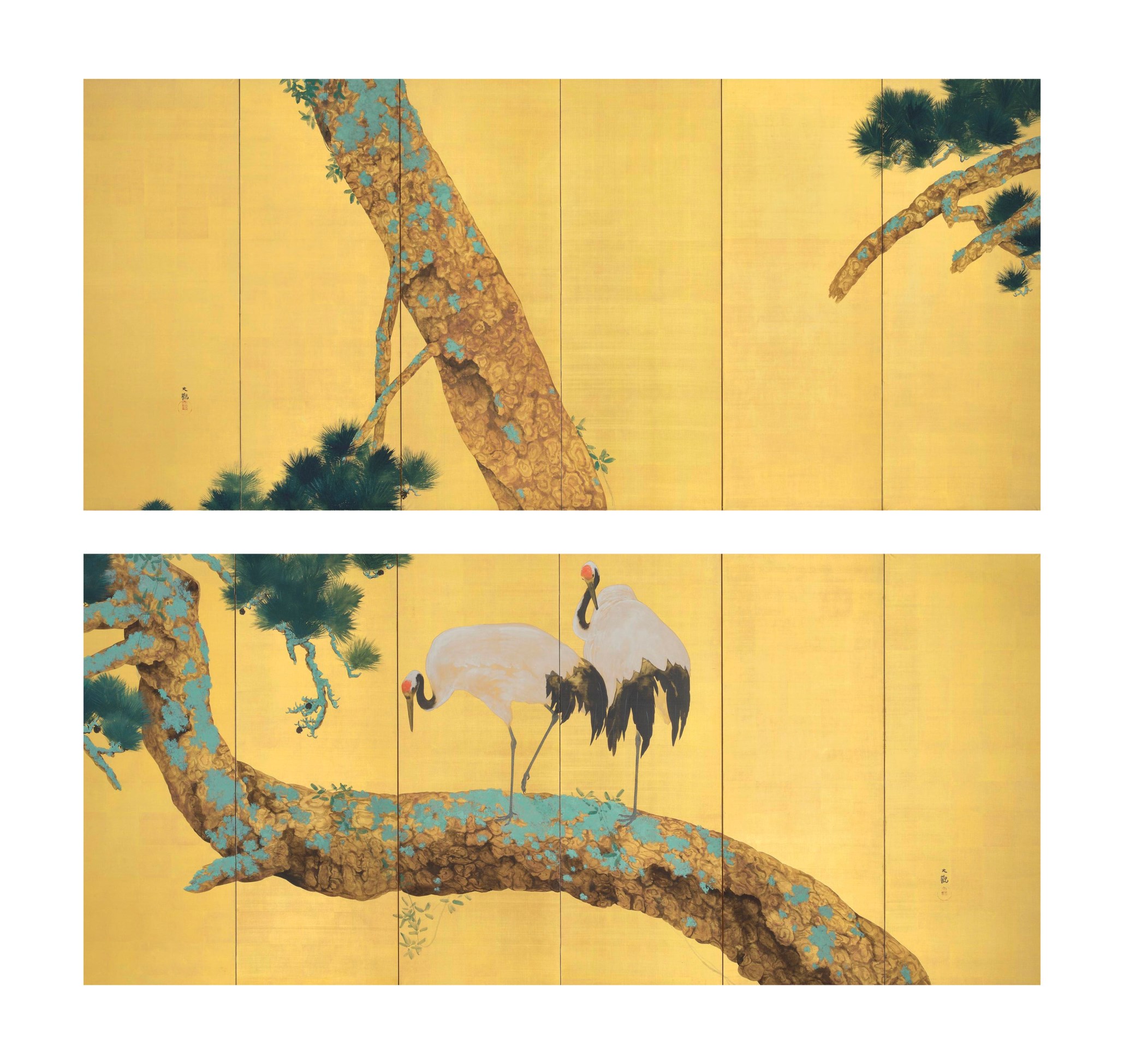 Yokoyama Taikan (1868-1958) , Pine trees and cranes | Christie's