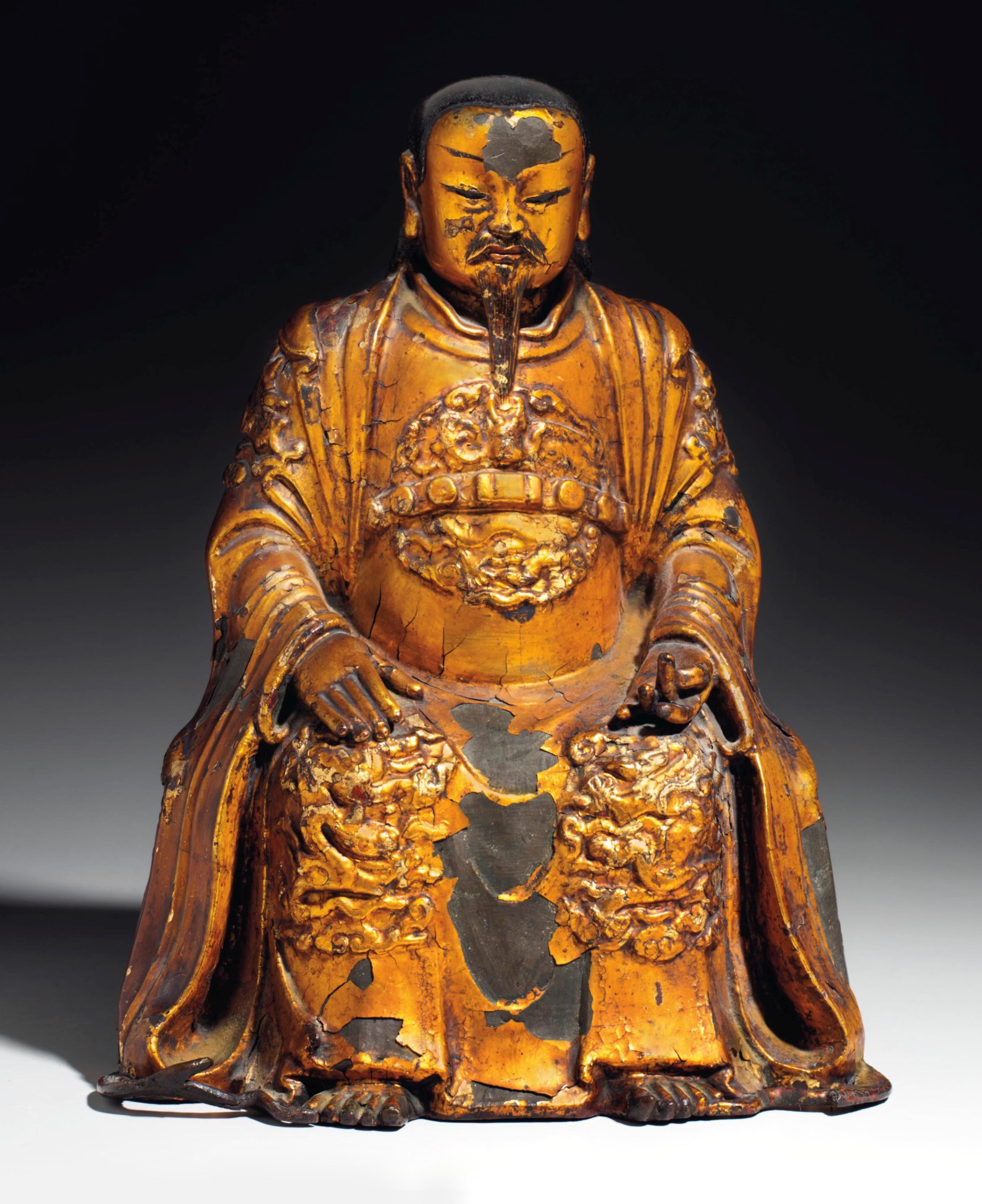 A GILT-LACQUERED BRONZE FIGURE OF ZHENWU , LATE MING DYNASTY, 16TH/17TH ...