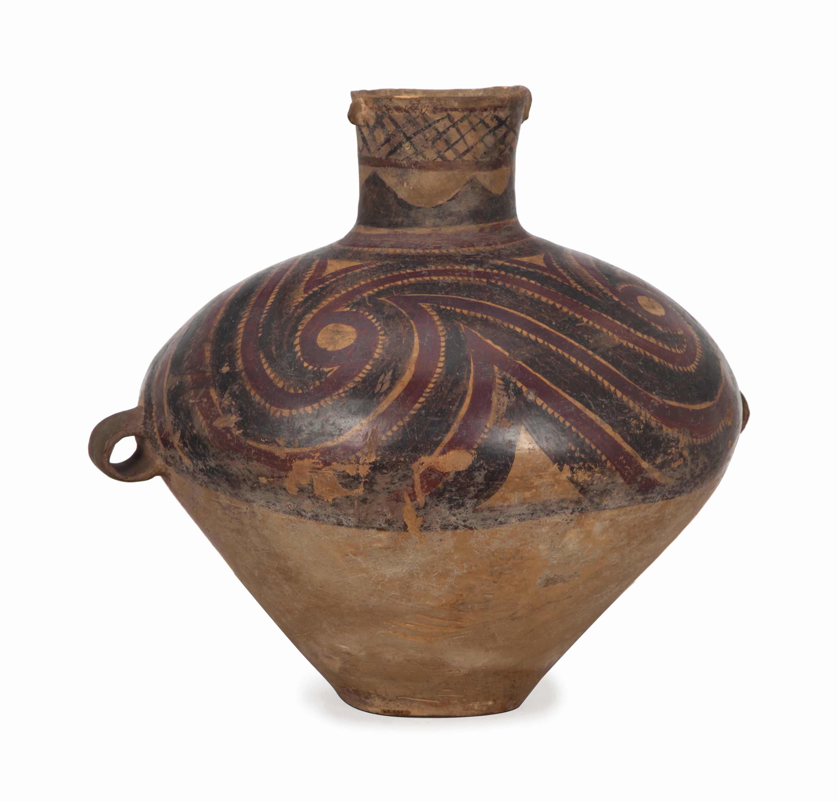 A CHINESE BLACK AND RED-PAINTED POTTERY AMPHORA,