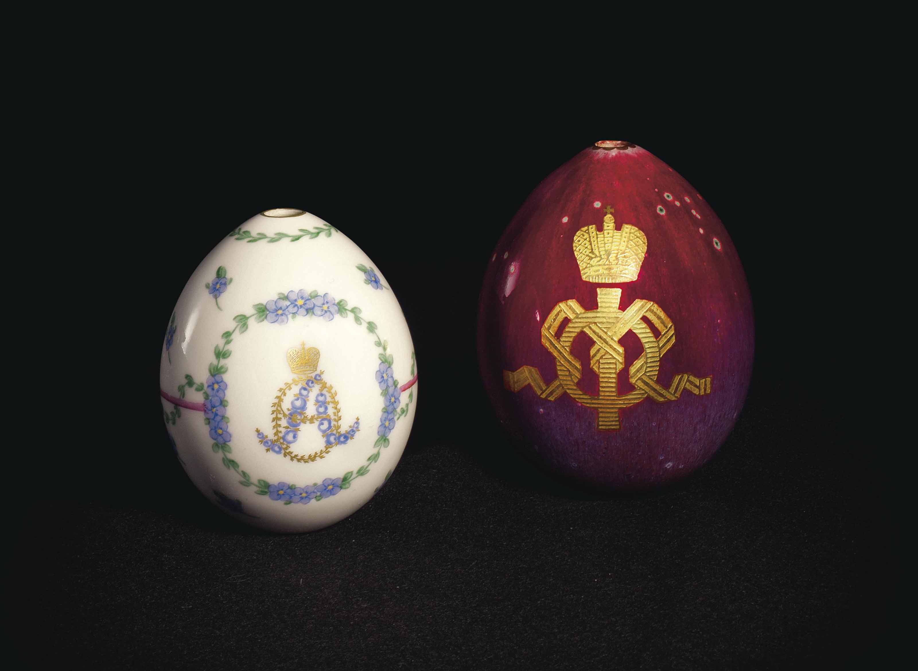 TWO PORCELAIN EASTER EGGS , BY THE IMPERIAL PORCELAIN FACTORY, ST ...