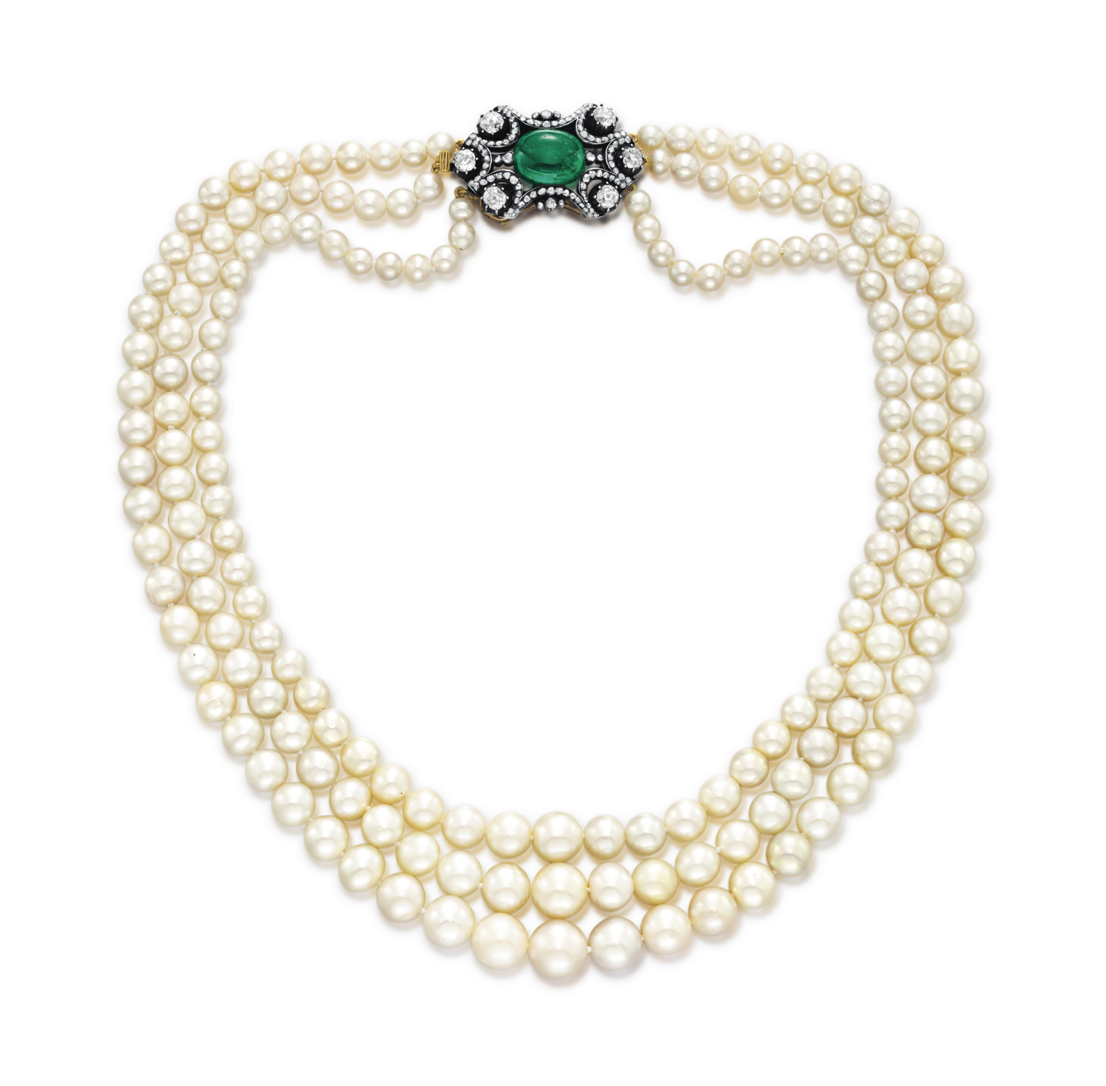 A Three Strand Natural Pearl Necklace Christies