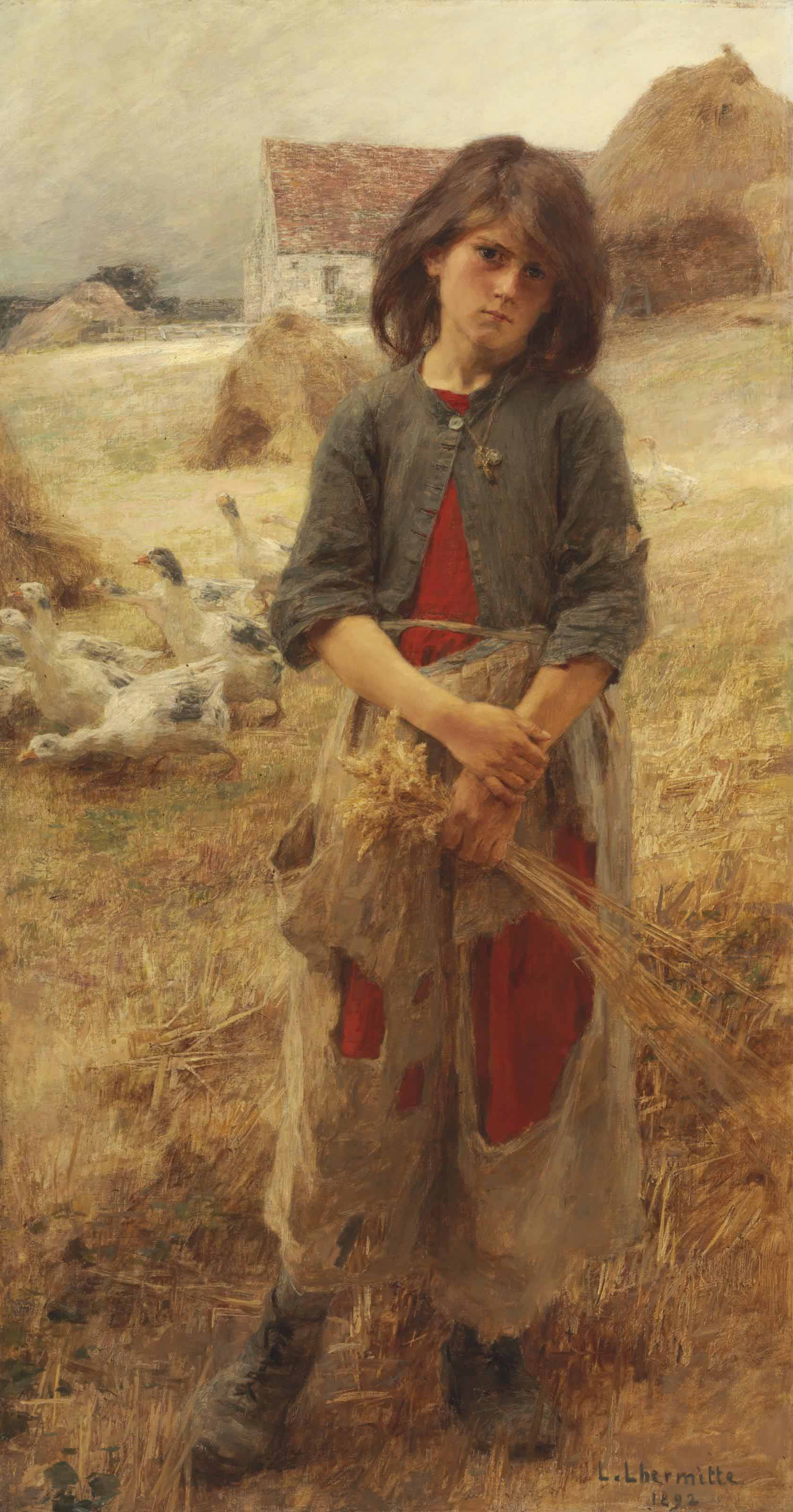 Léon-Augustin Lhermitte (French, 1844-1925) , The Little Goose Girl of ...