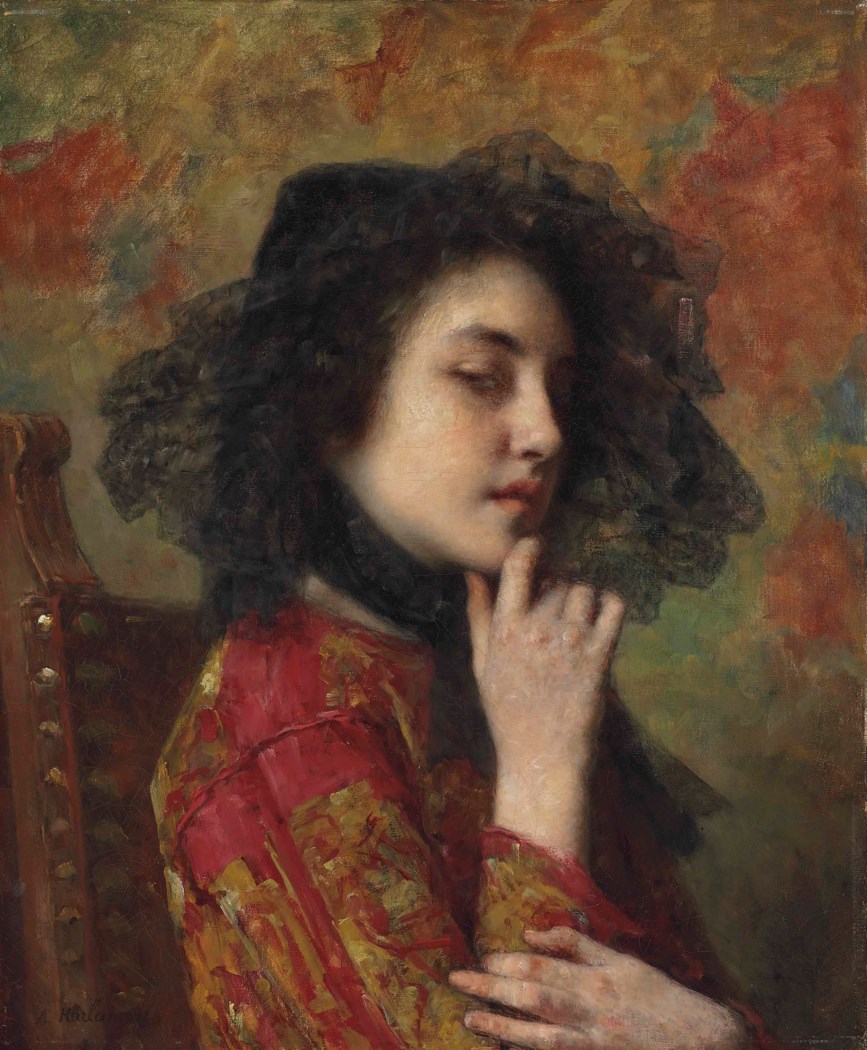 Alexej Alexejewitsch Harlamoff (Russian, 1840-1925) , Portrait of a ...