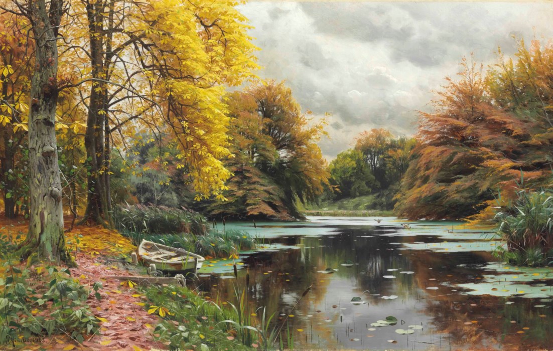 Peder Mork Monsted (Danish, 1859-1941) , River Landscape | Christie's
