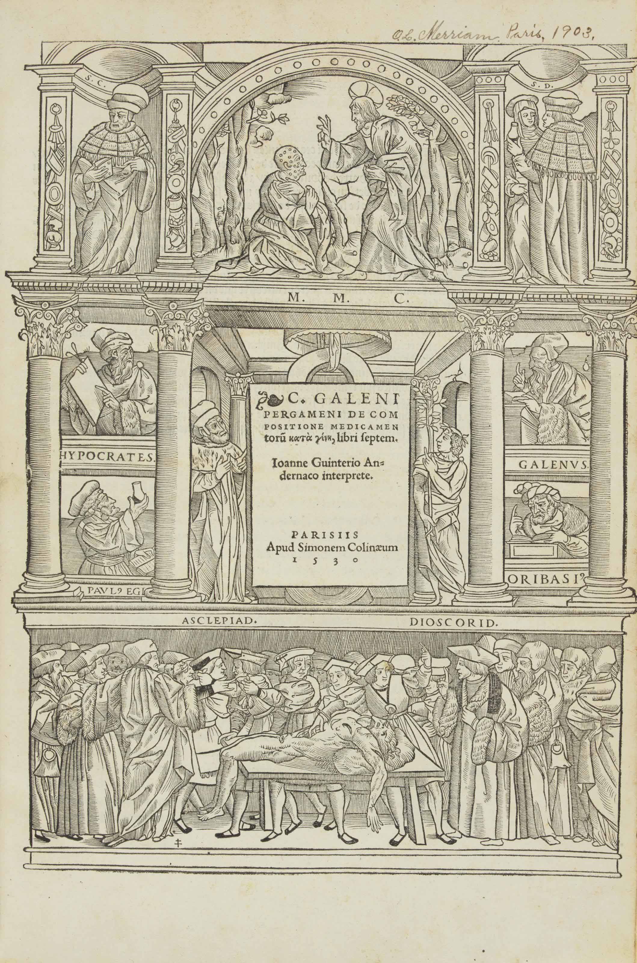 GALENUS, Claudius (ca 130 AD - ca 210 AD). Johannes Guinterius ...