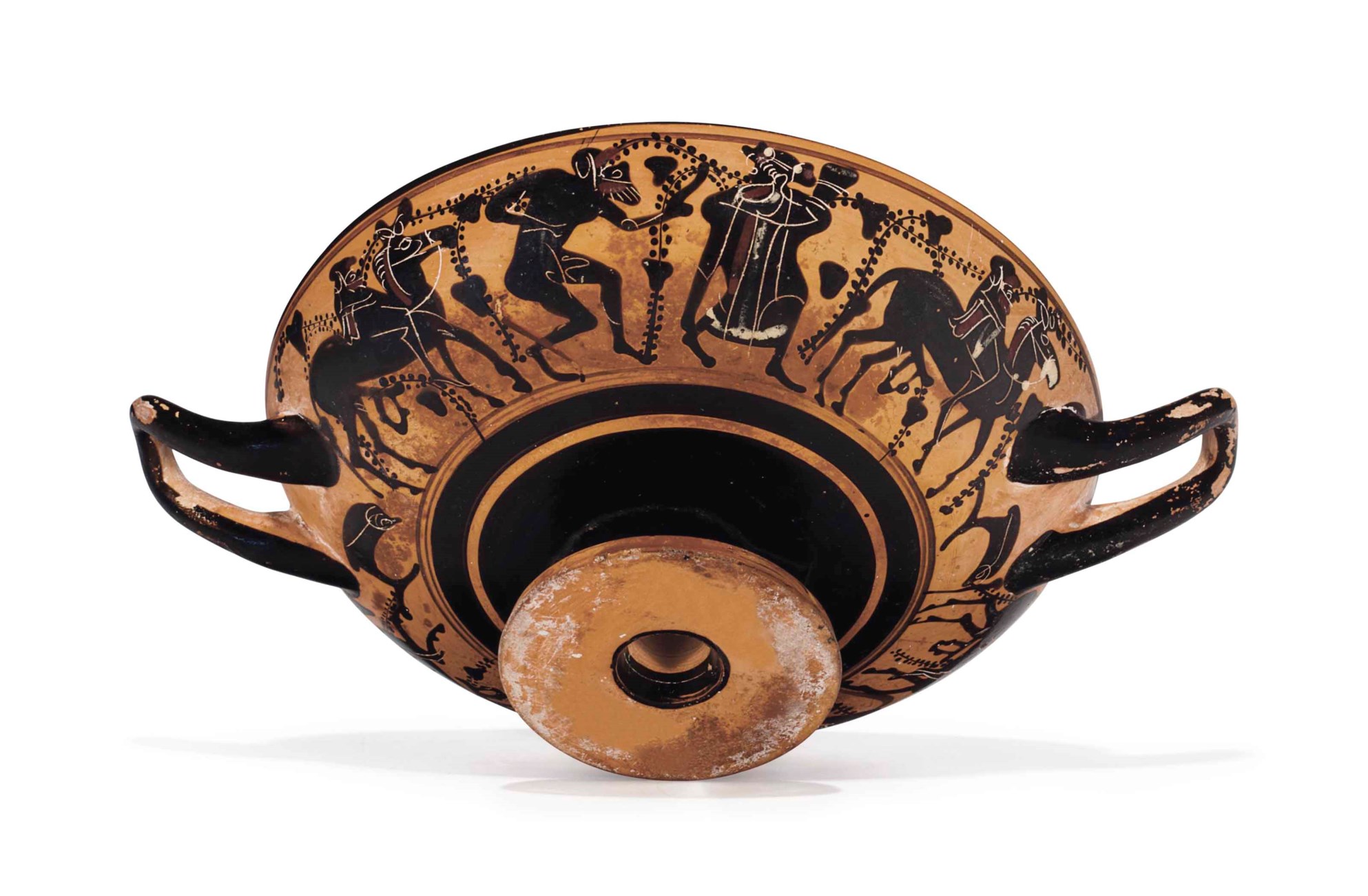 AN ATTIC BLACK-FIGURED KYLIX , ATTRIBUTED TO THE CAYLUS PAINTER, CIRCA ...