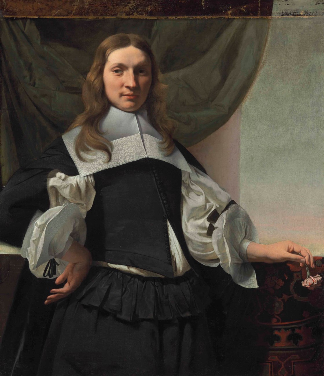 Caesar van Everdingen (Alkmaar 1616/17-1678) , Portrait of young man ...