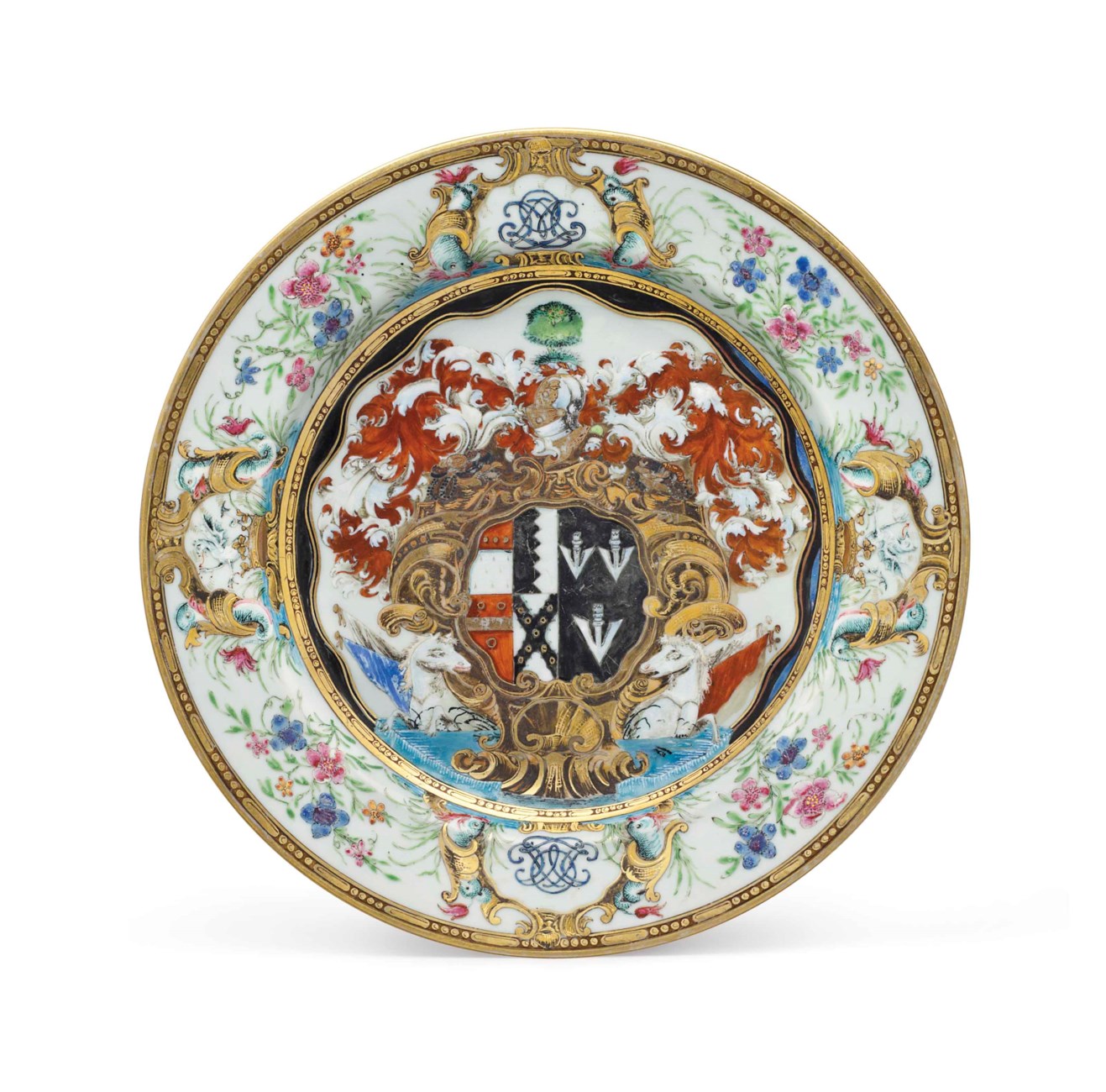 A CHINESE EXPORT PORCELAIN ARMORIAL PLATE , CIRCA 1743 | Christie's