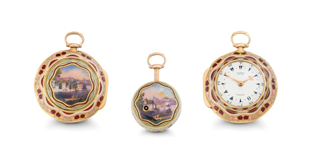 Edward Prior. A Fine and Rare 18k Gold and Enamel Triple Case Verge ...