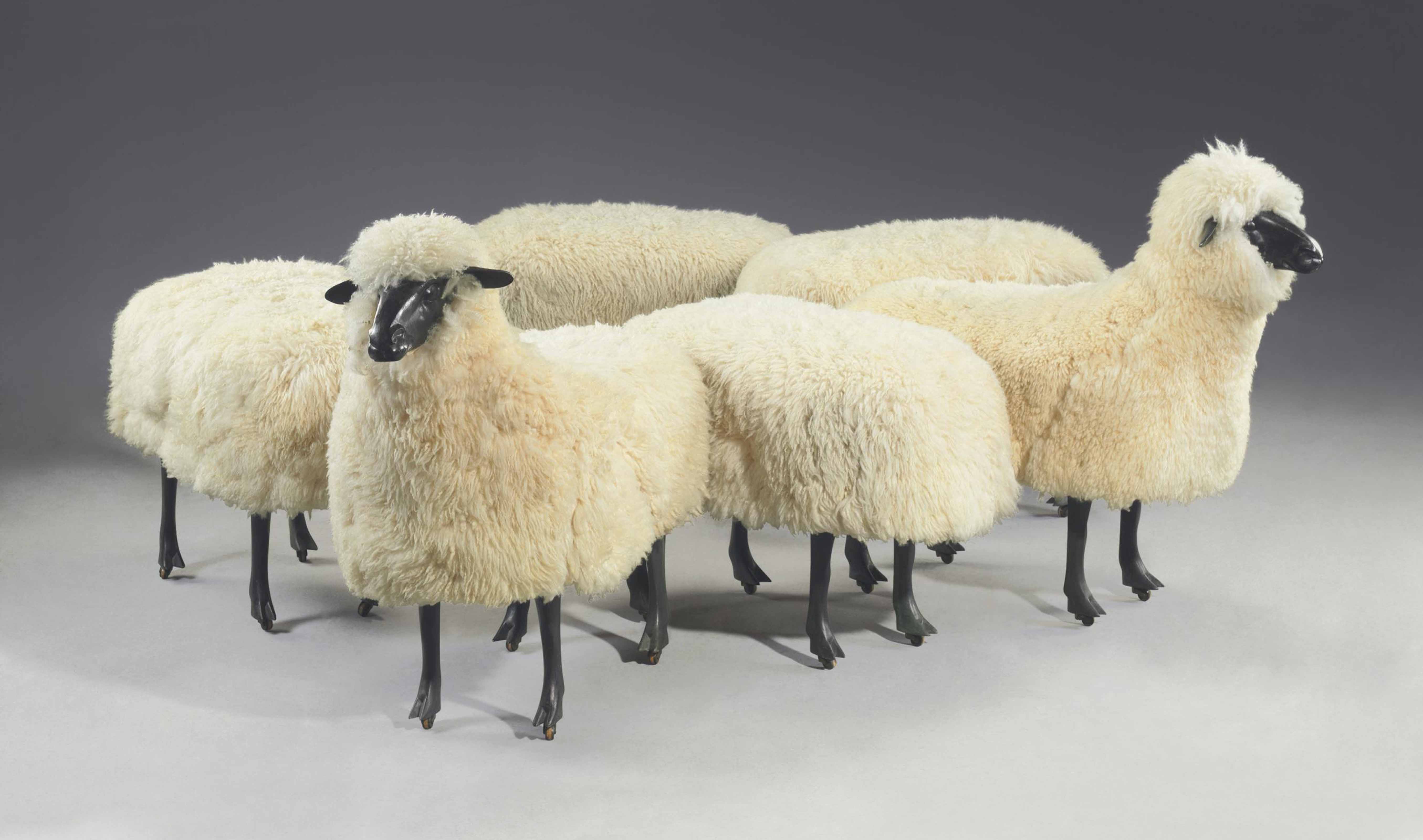 FRANCOIS-XAVIER LALANNE (1927-2008) , 'MOUTONS DE LAINE', A FLOCK OF ...