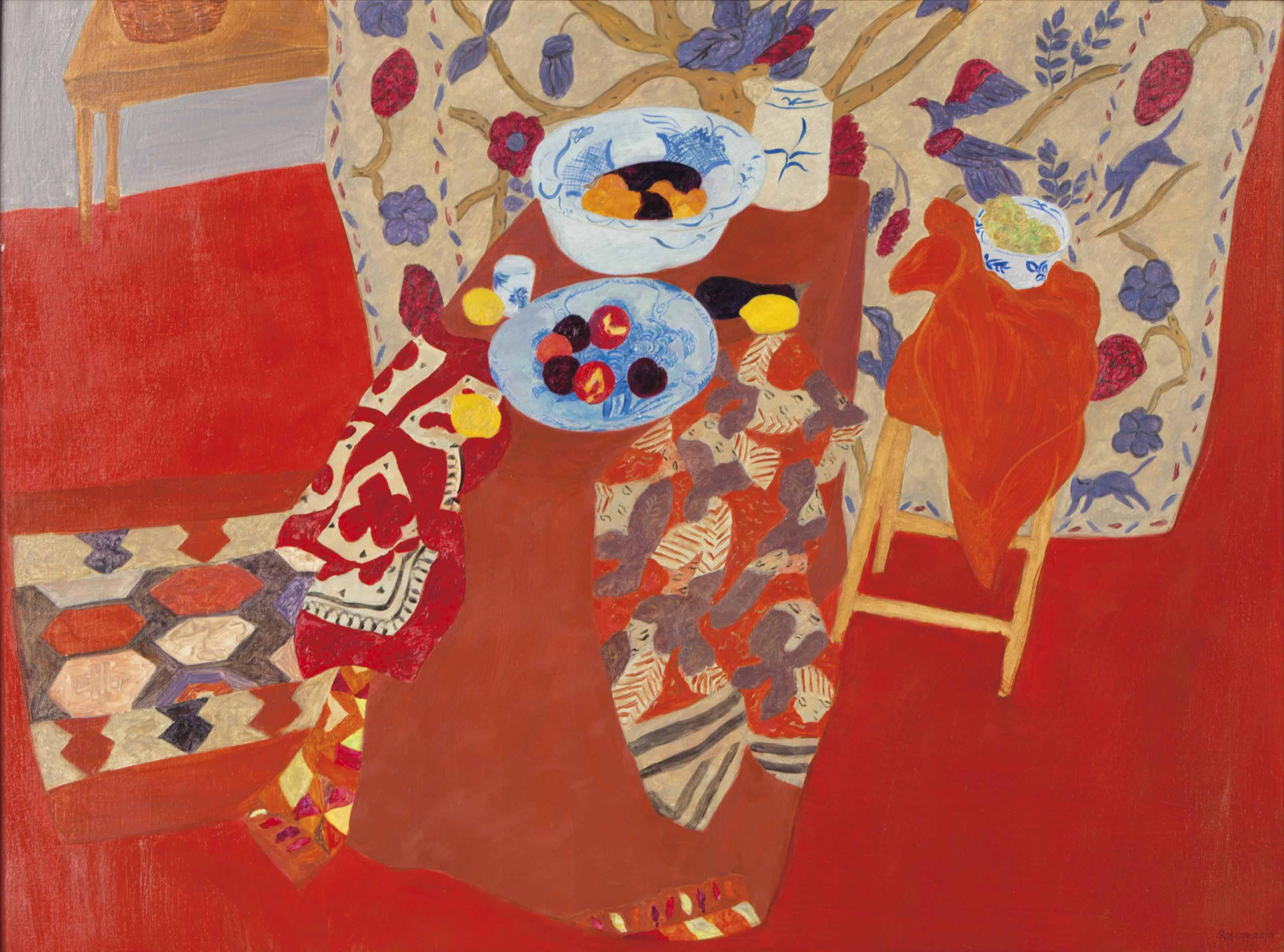 Pierre Boncompain (French, b. 1938) , Untitled (red still life ...