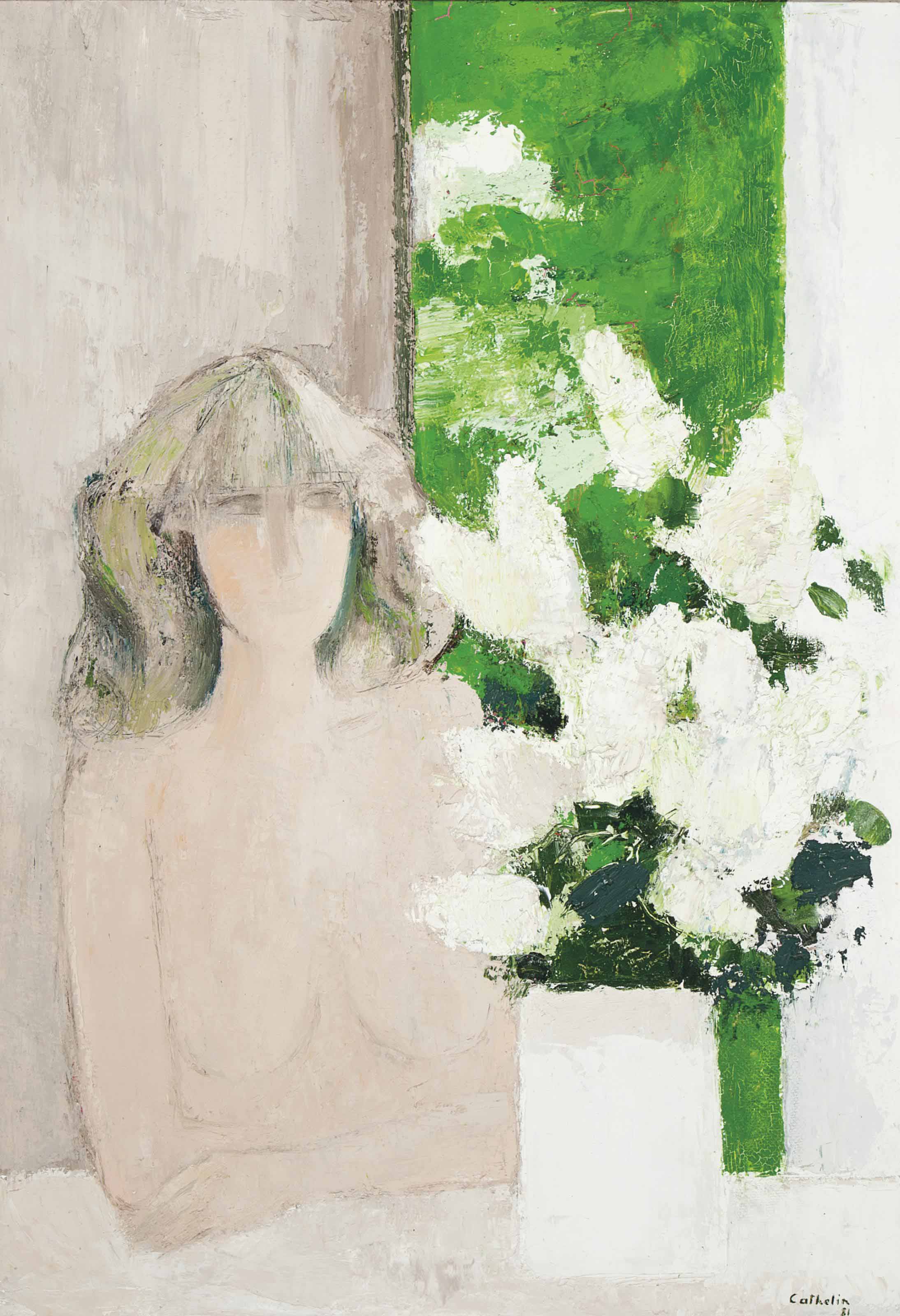 Bernard Cathelin (French, 1919-2004) , Claudine au bouquet de lilas ...