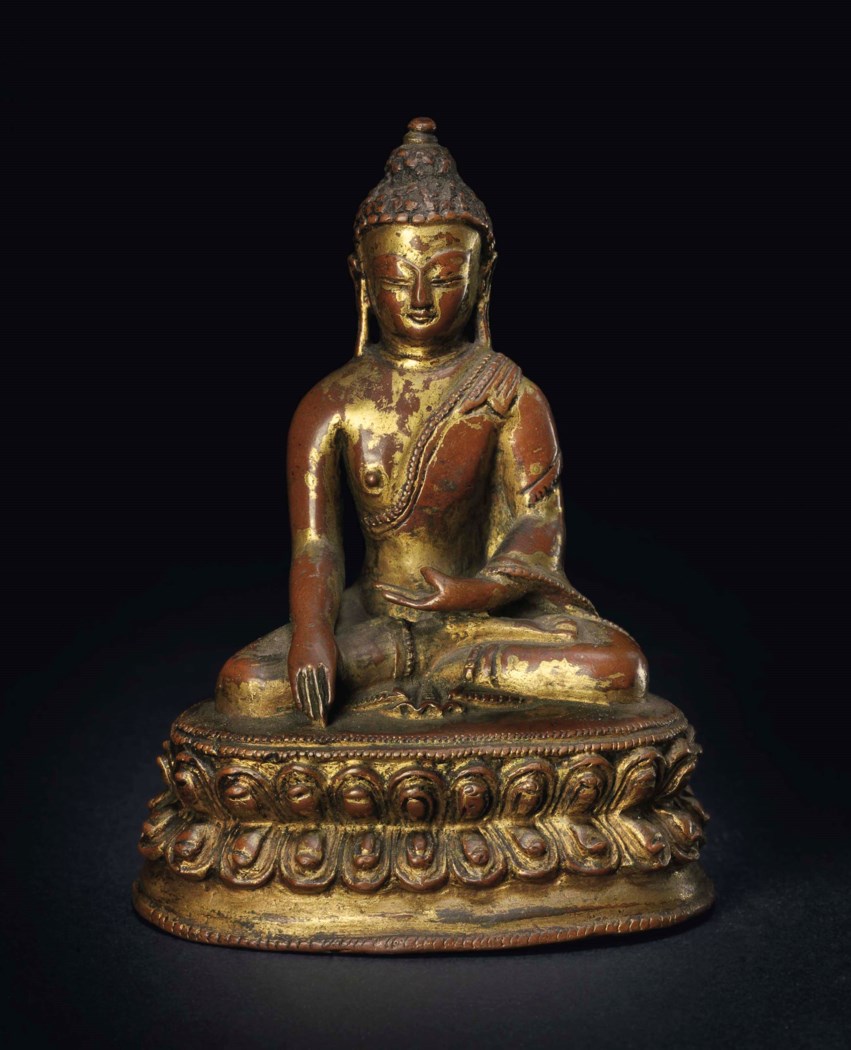 A gilt copper figure of Buddha , NEPAL, 13TH/14TH CENTURY | Christie's