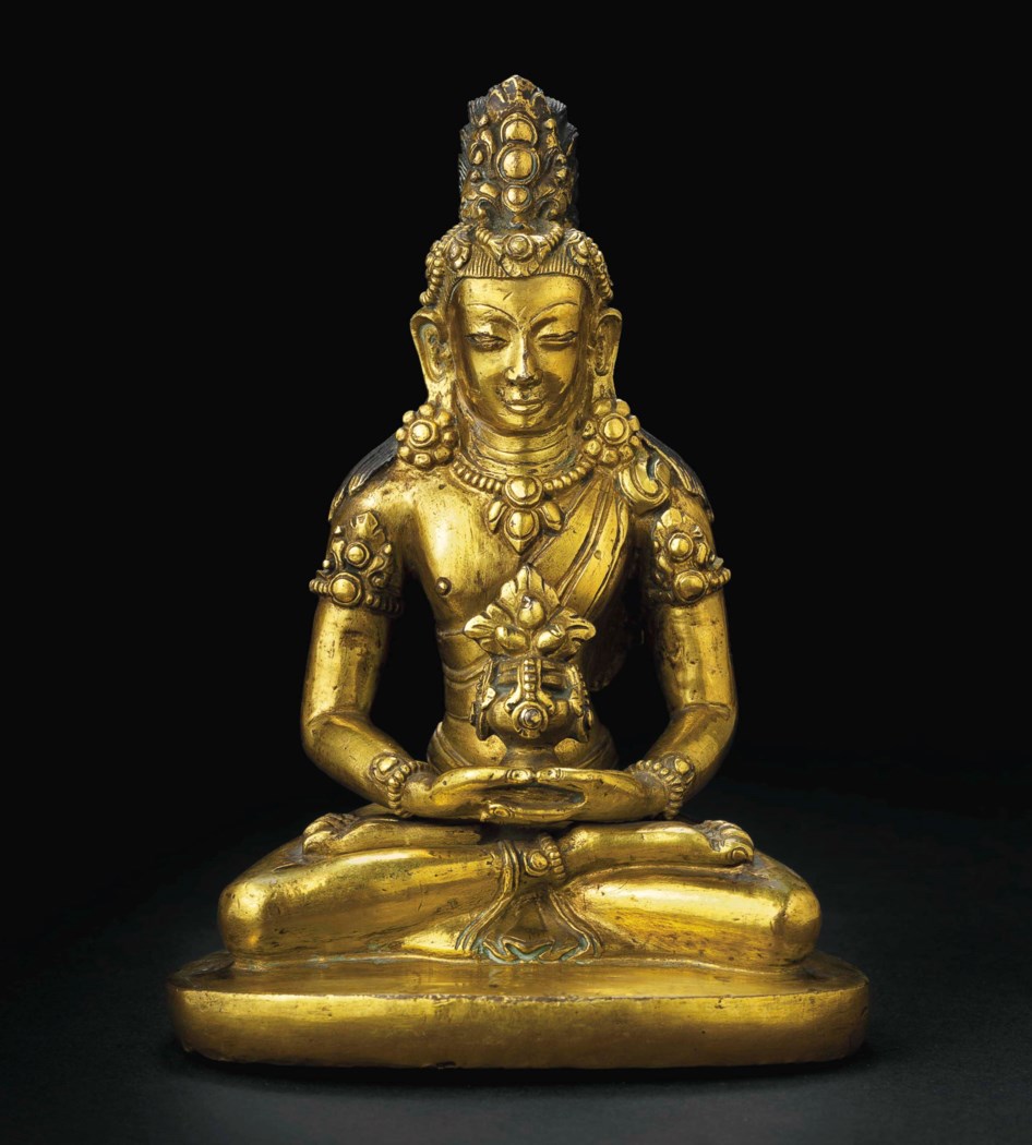 A gilt bronze figure of Amitayus