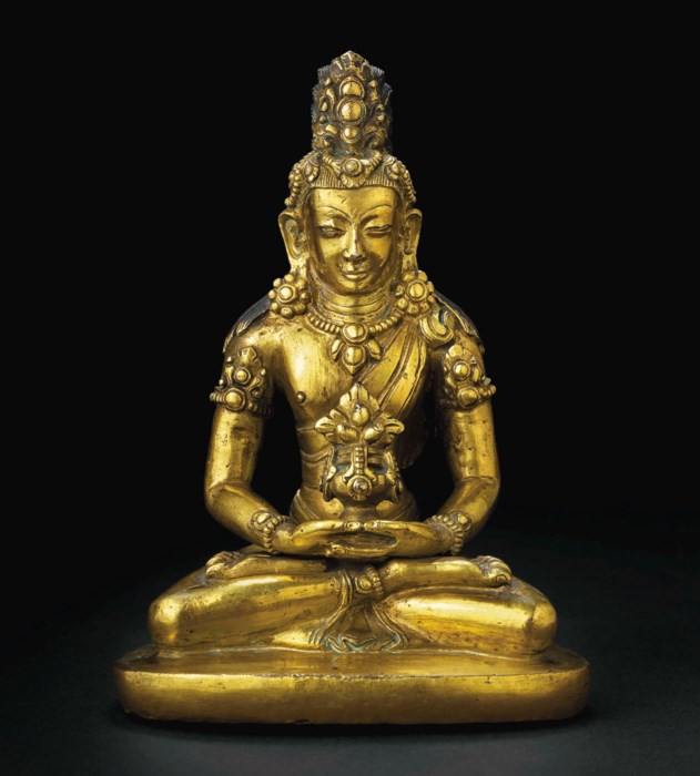 A gilt bronze figure of Amitayus , TIBET, 17TH CENTURY | Christie's