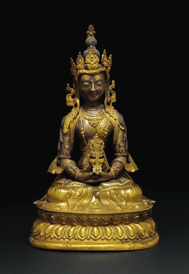 A gilt bronze figure of Amitayus , TIBETO-CHINESE, 18TH CENTURY ...