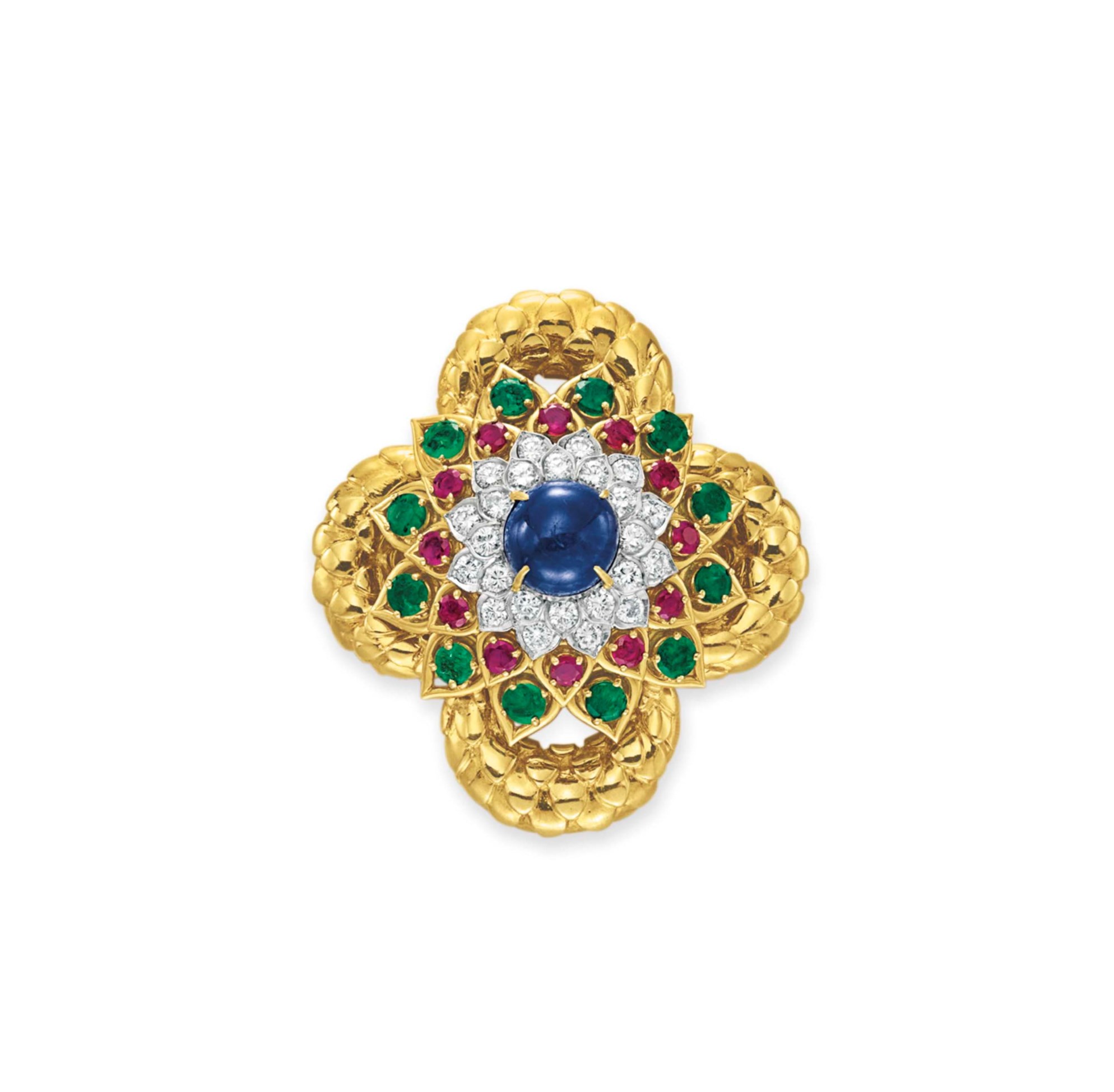 A DIAMOND, MULTI-GEM AND GOLD BROOCH | Christie's