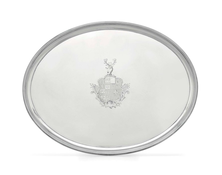 A GEORGE III SILVER SALVER , MARK OF JOHN WAKELIN AND WILLIAM TAYLOR ...