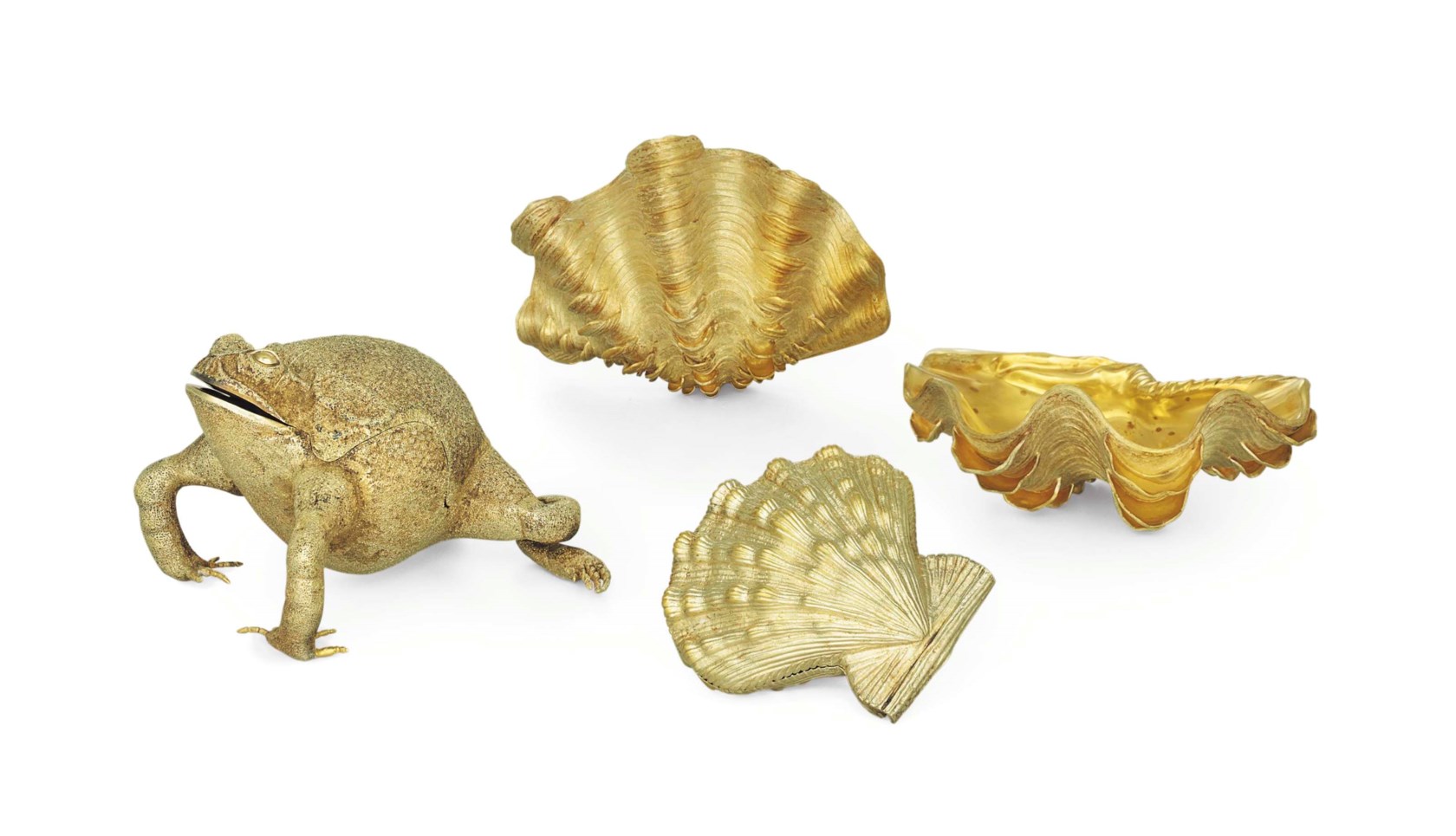 A SILVER GILT FROG-FORM AND SHELL-FORM BOX , MARK OF TIFFANY & CO ...