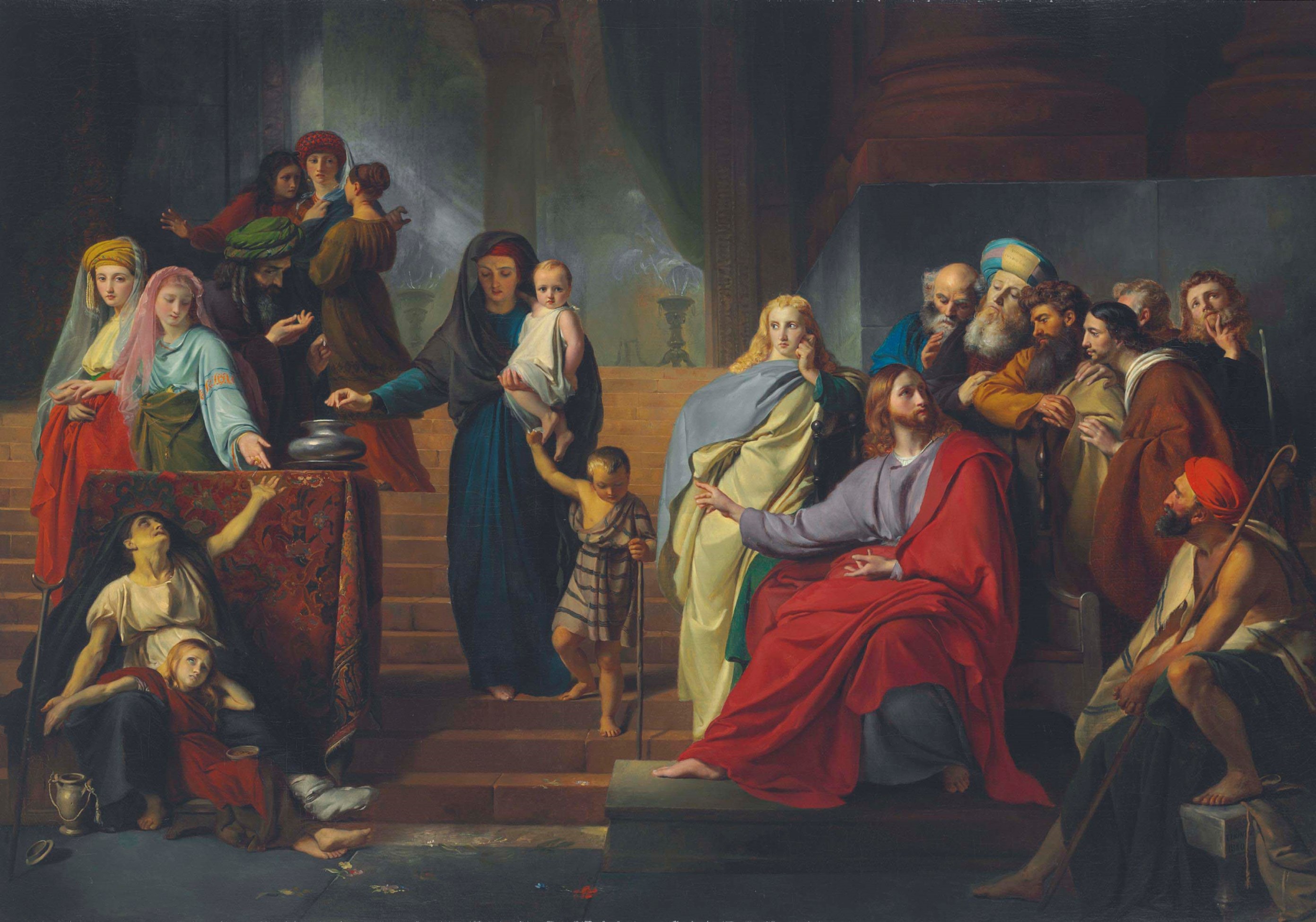 François-Joseph Navez (Belgian, 1787-1869) , Christ Giving to the Poor ...